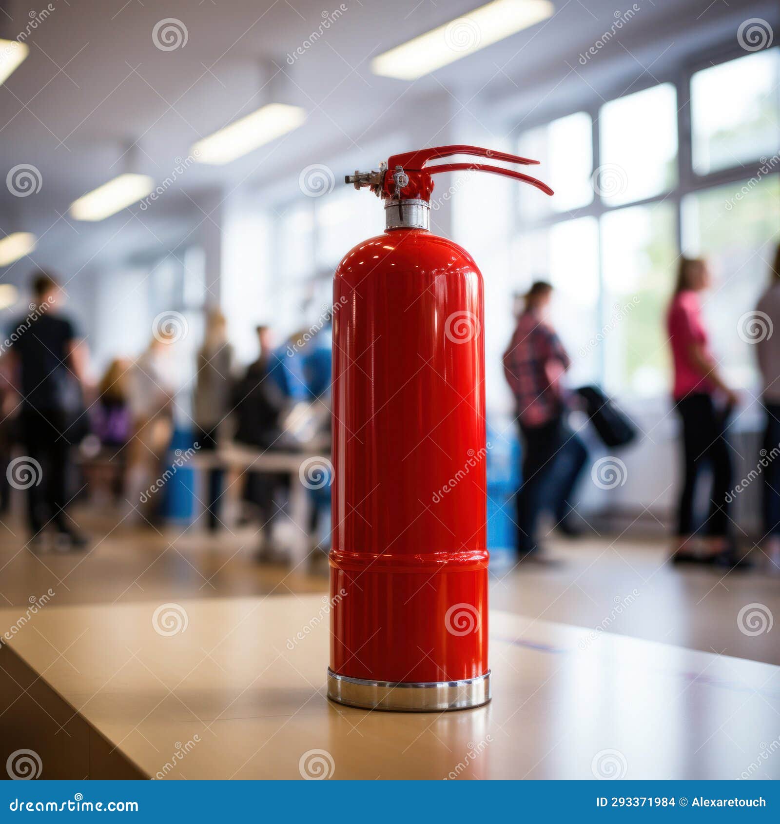 Fire Extinguisher on the Table in an Educational Institution or Office ...