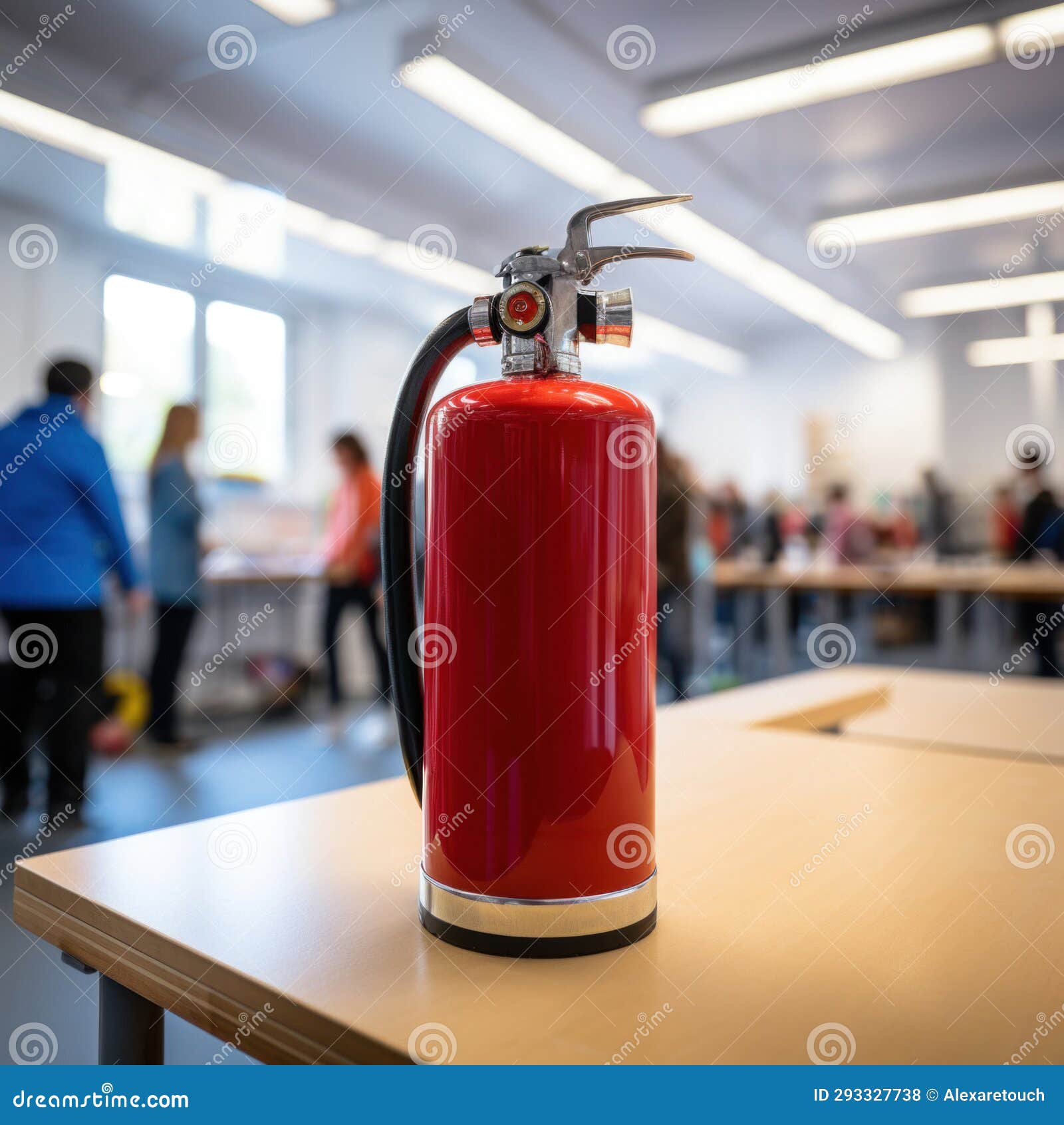 Fire Extinguisher on the Table in an Educational Institution or Office ...