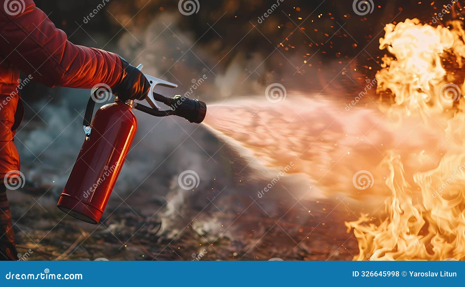 A Fire Extinguisher To Put Out the Fire Close-up. Stock Photo - Image ...