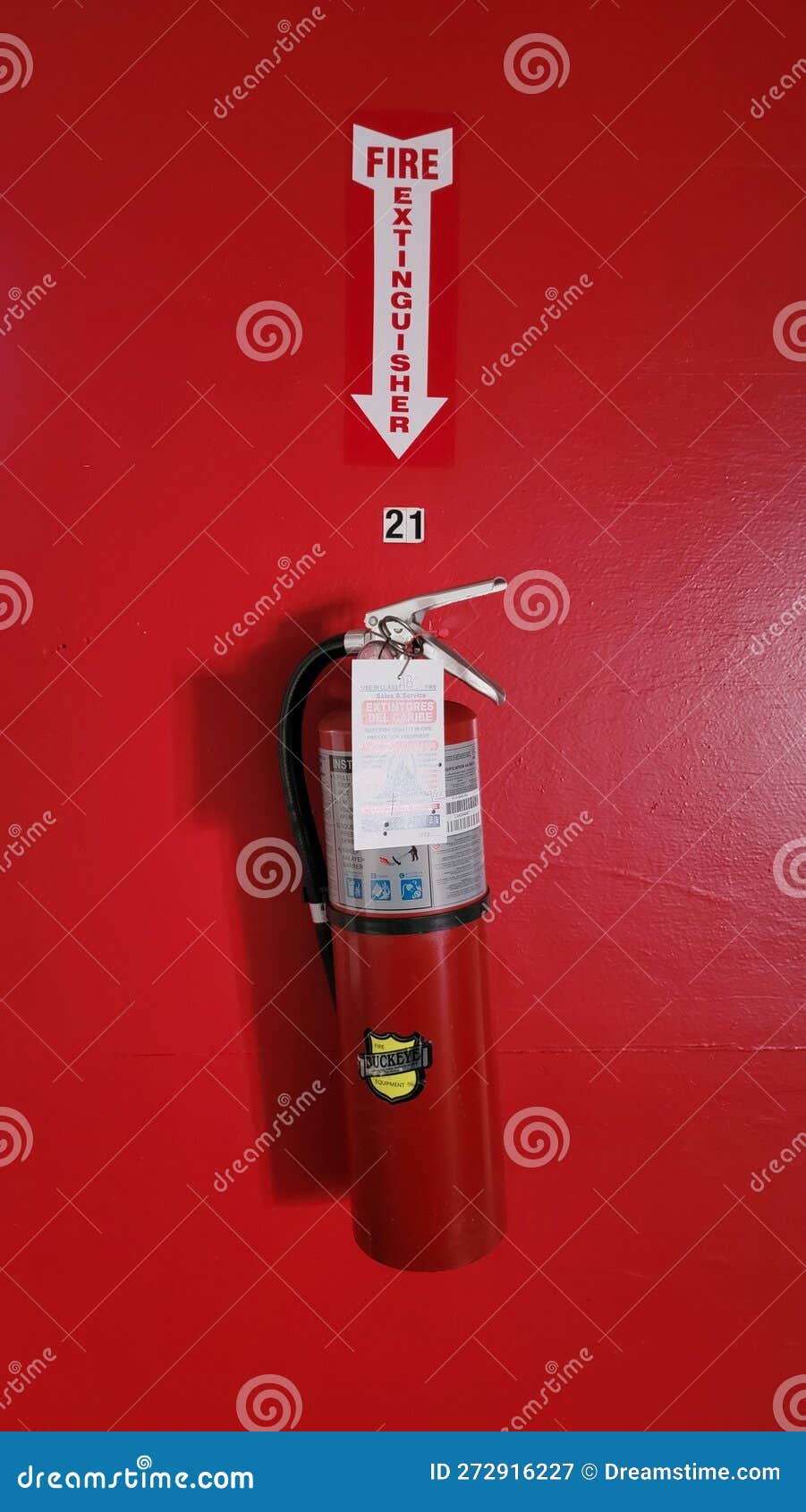 Fire Extinguisher on the Wall Stock Image - Image of gadget, signage ...