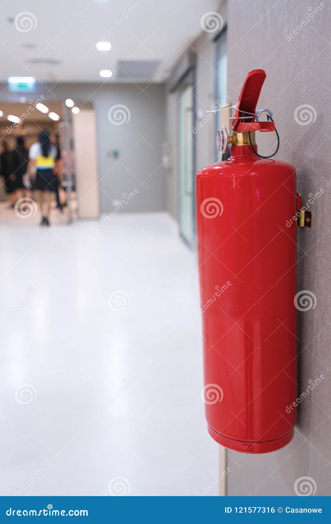 Fire Extinguisher on Wall in Front of Room at Building Stock Photo ...