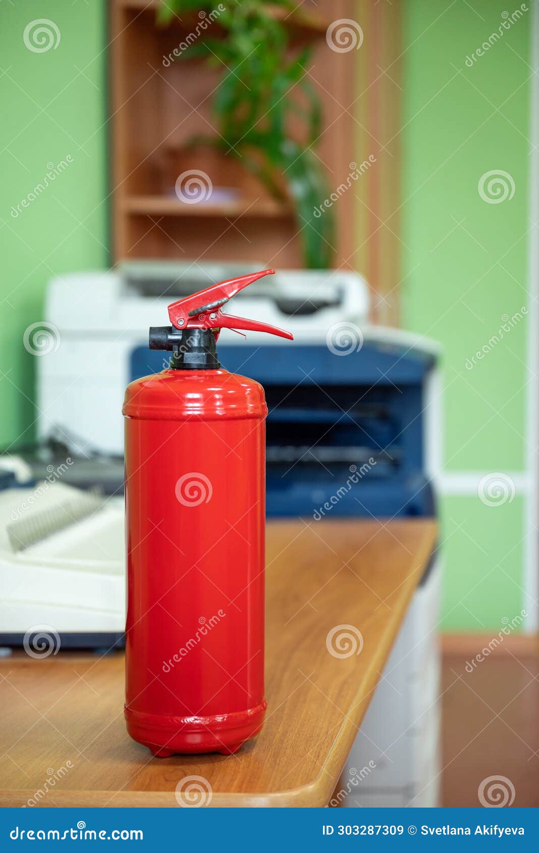 Fire Extinguisher in Workplace Office. Fire Safety Stock Image - Image ...