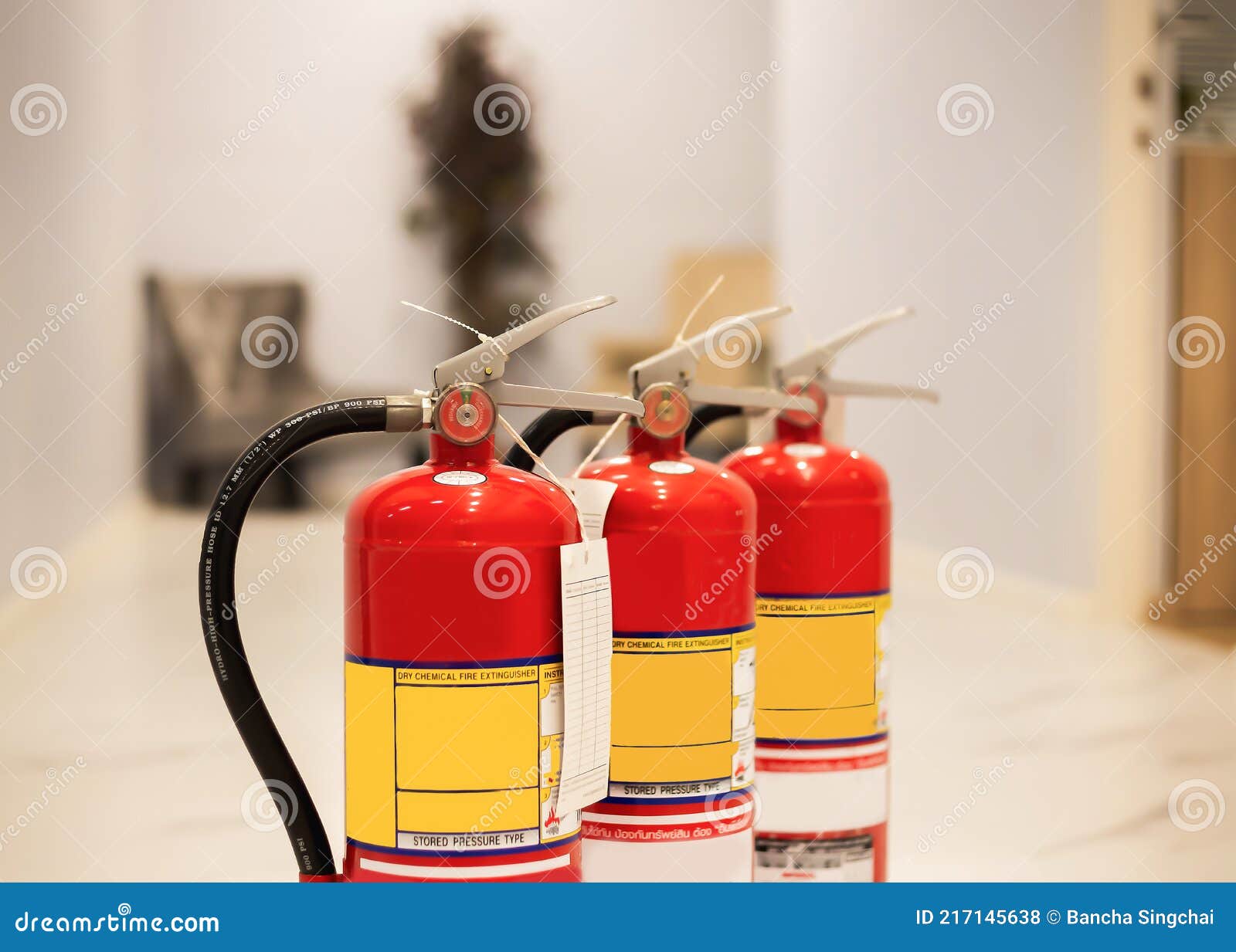 The Red Fire Extinguisher is Ready for Use in Case of an Indoor Fire ...