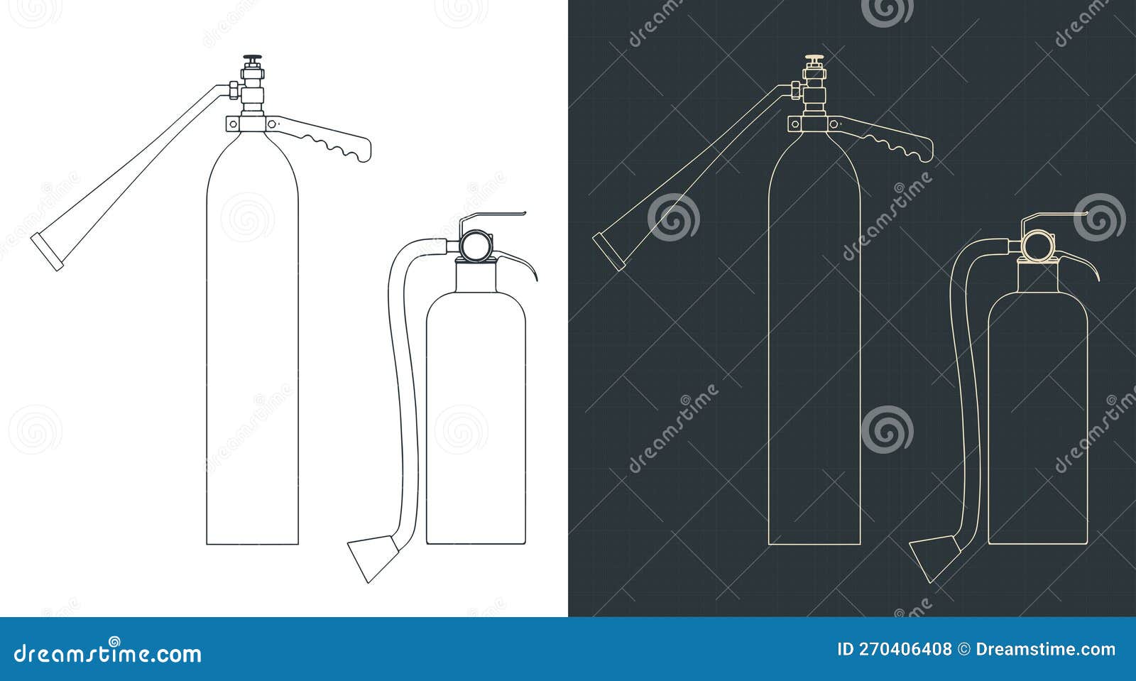 Fire Extinguishers Isometric Blueprints Cartoon Vector | CartoonDealer ...
