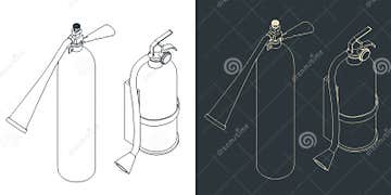 Fire Extinguishers Isometric Blueprints Stock Vector - Illustration of ...