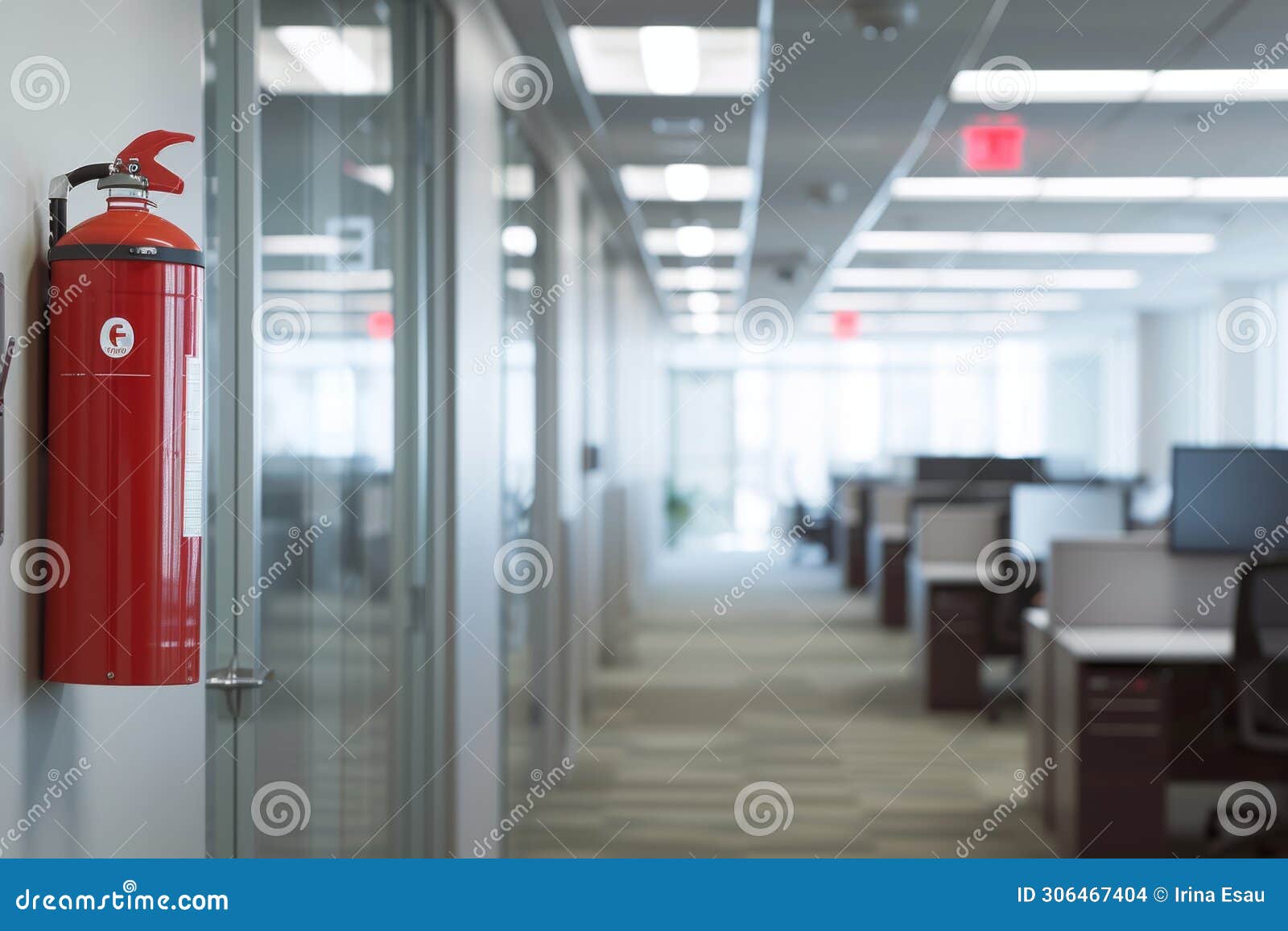 Fire Extinguishers in Office Hallway Stock Photo - Image of code ...