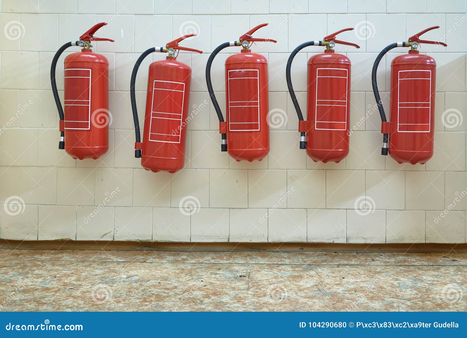 Fire Extinguishers on the Wall Stock Photo - Image of emergency ...