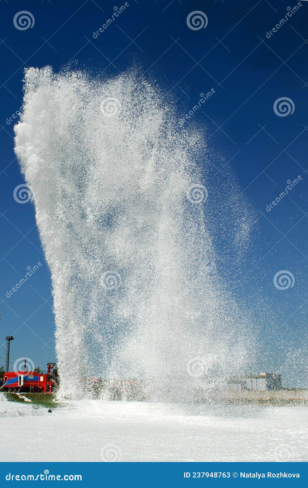A Large Jet of Fire Extinguishing Foam. Stock Image - Image of fire ...