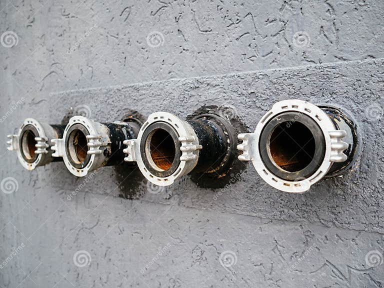 Fire Extinguishing Unit on the Wall. Fire Hydrant for Connection of ...