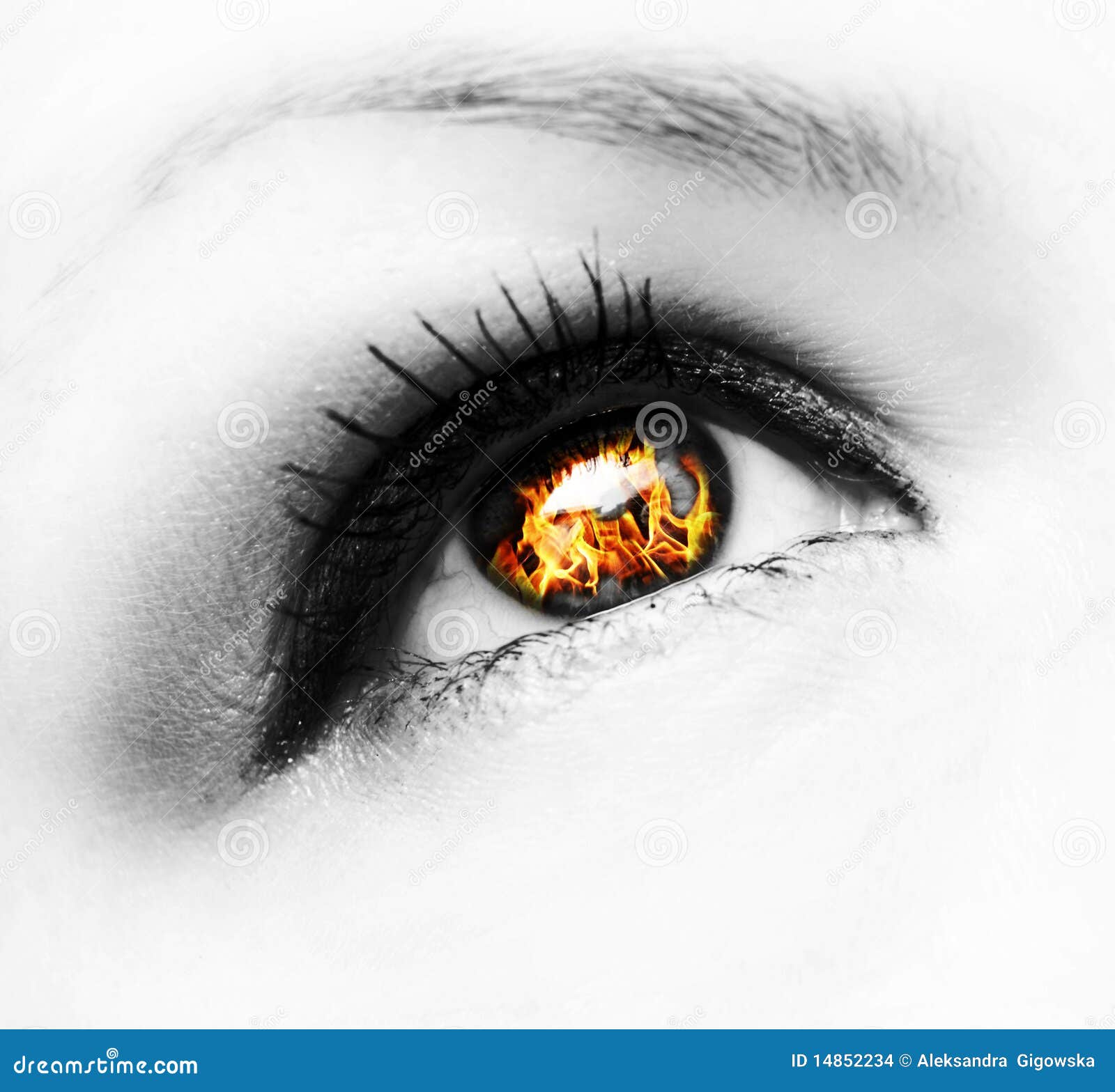 Fire eye stock photo. Image of reflection, female, human - 14852234