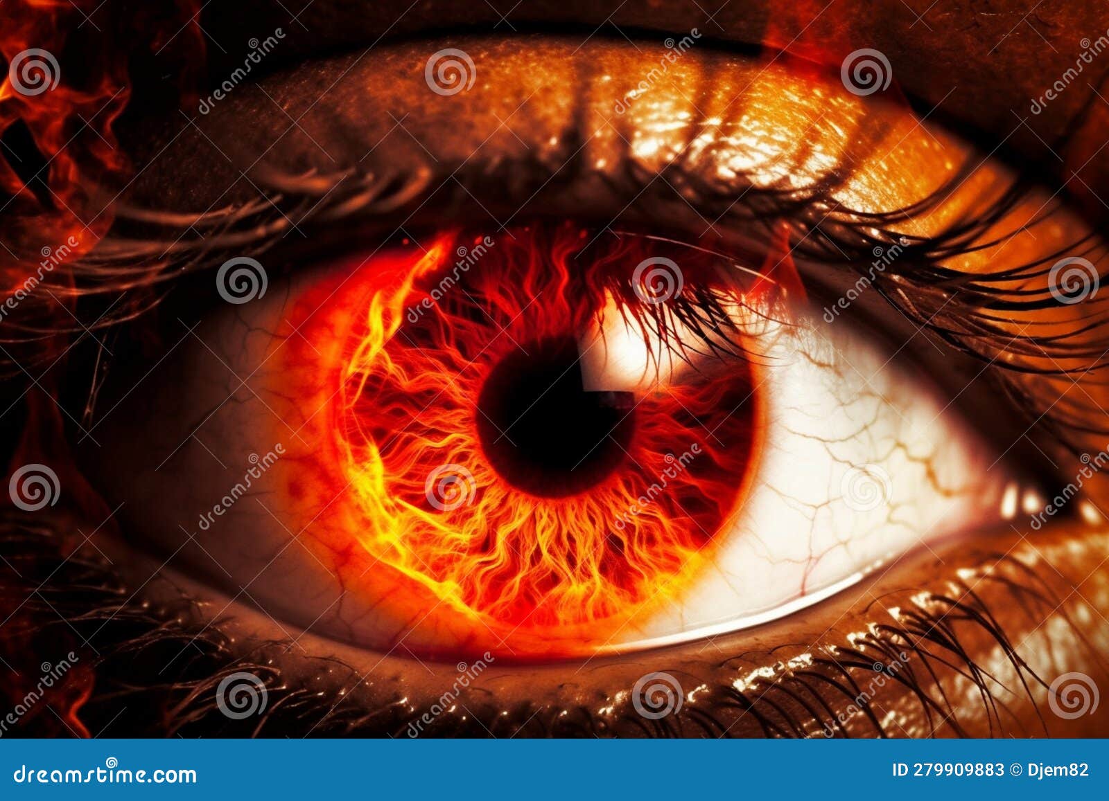 Fire Eye Created with Ai Technology Stock Illustration - Illustration ...