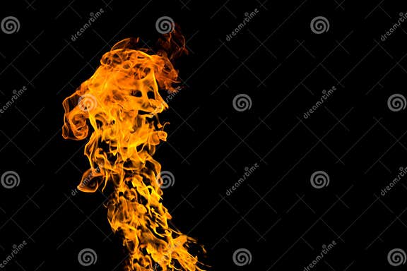 Fire with Face. Fire Flames on Black Background Isolated. Fire Patterns ...