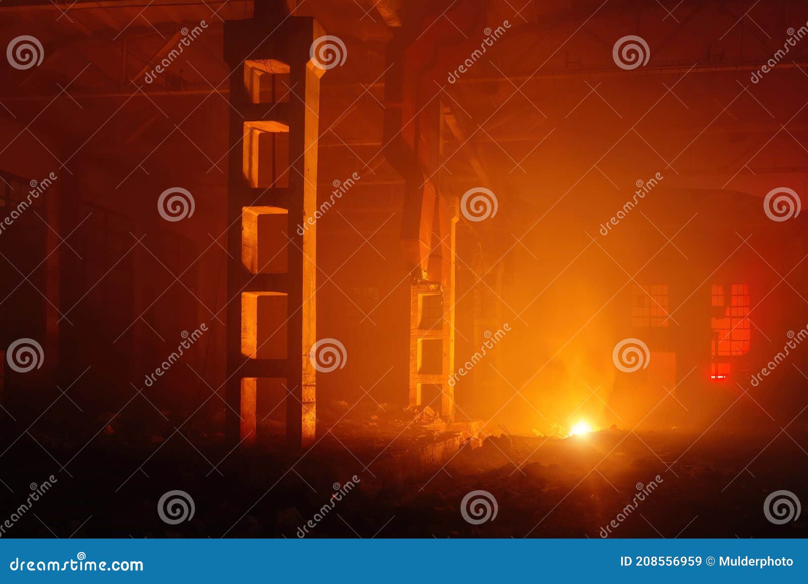 Fire in the Factory. Burned by Fire Industrial Building Stock Image ...