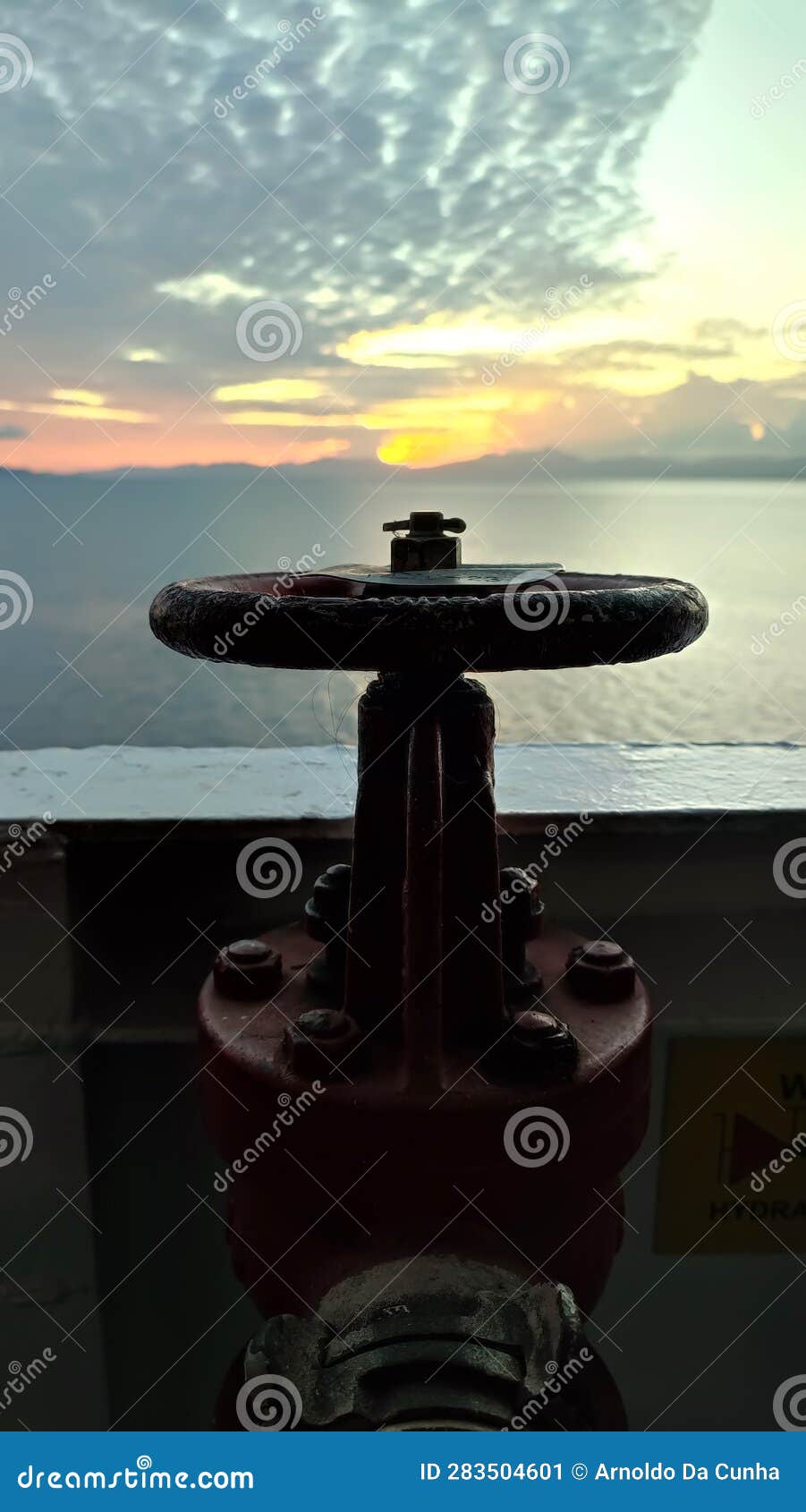 Fire Faucet on the Ship S Rail at Sunrise Stock Image - Image of faucet ...