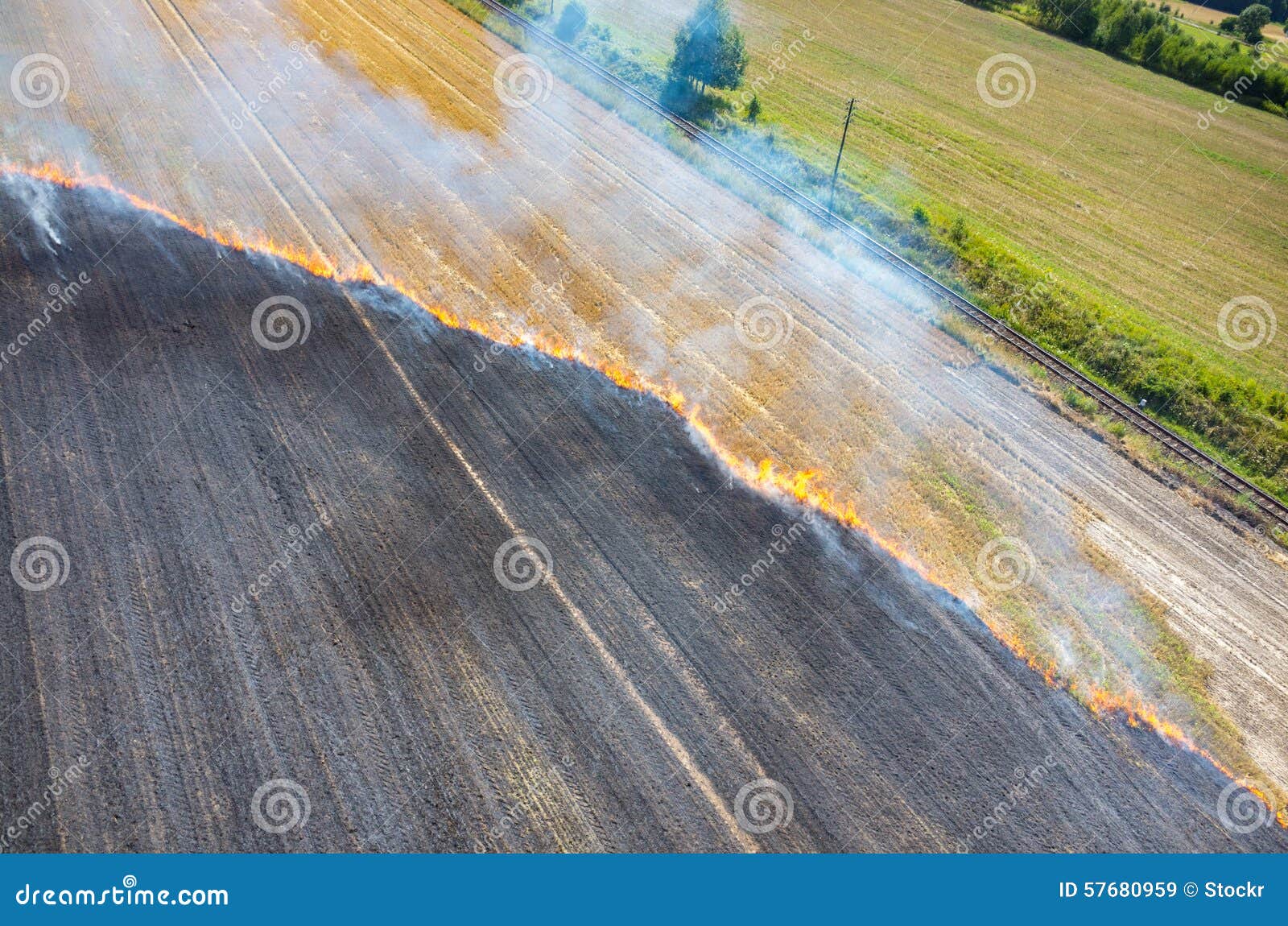 Fire on the field stock image. Image of burn, outdoor - 57680959