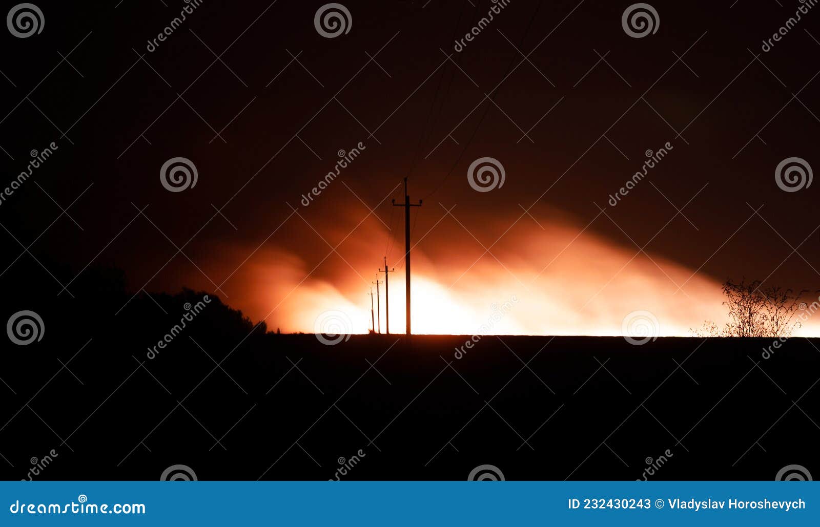 Fire on the Field, Burning Leftover Wheat Stock Image - Image of field ...