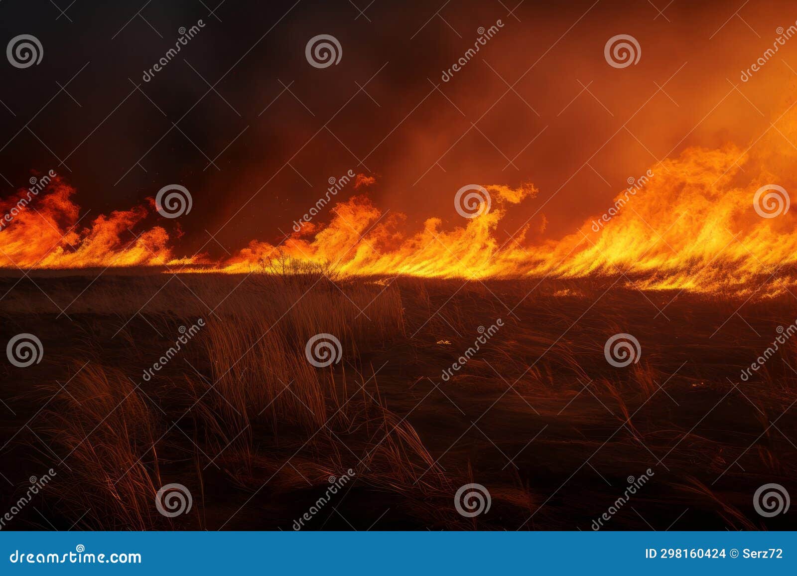 Fire on the field stock photo. Image of forest, destruction - 298160424