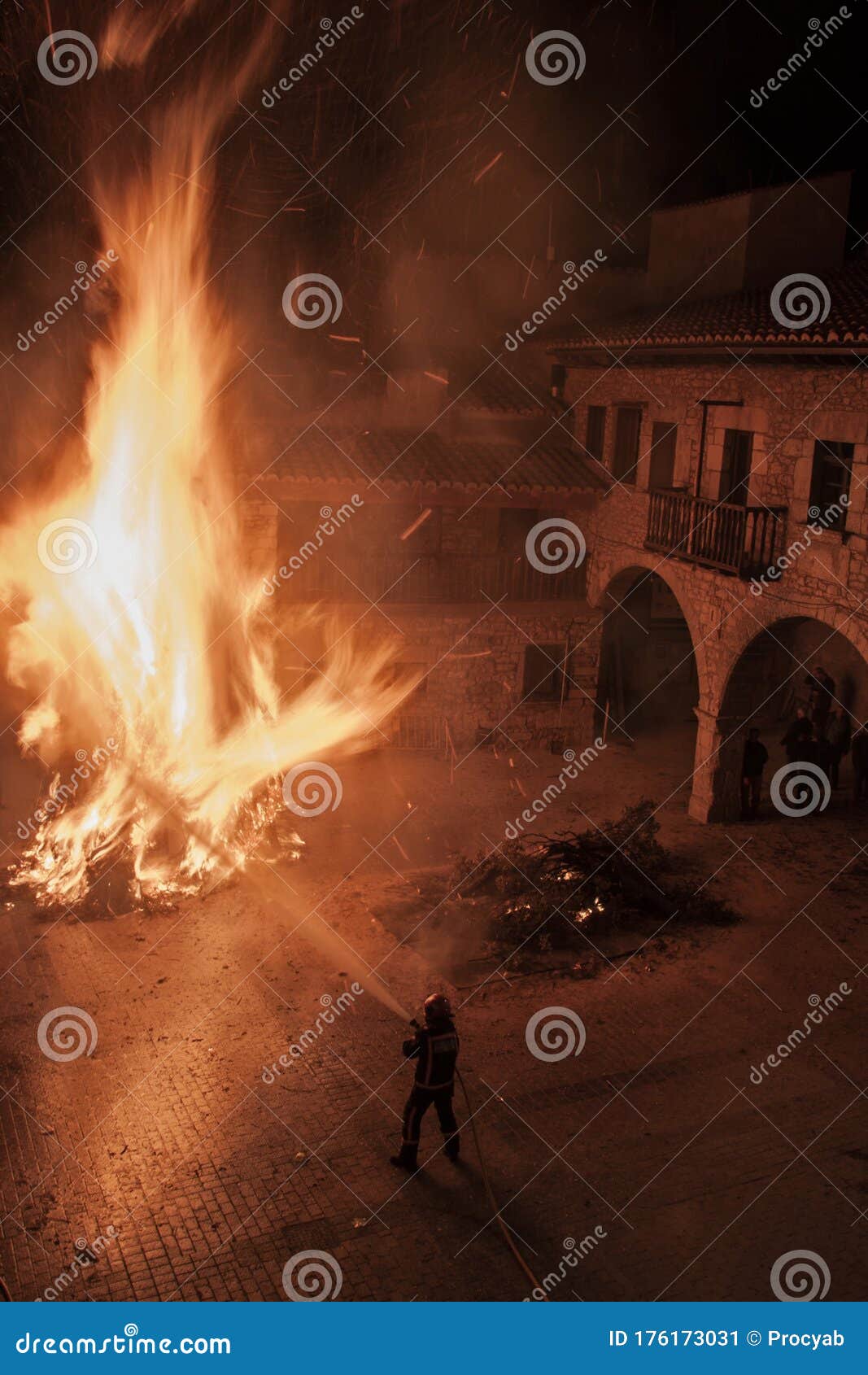 Fire-fighter alone stock image. Image of clothes, conflagration - 176173031