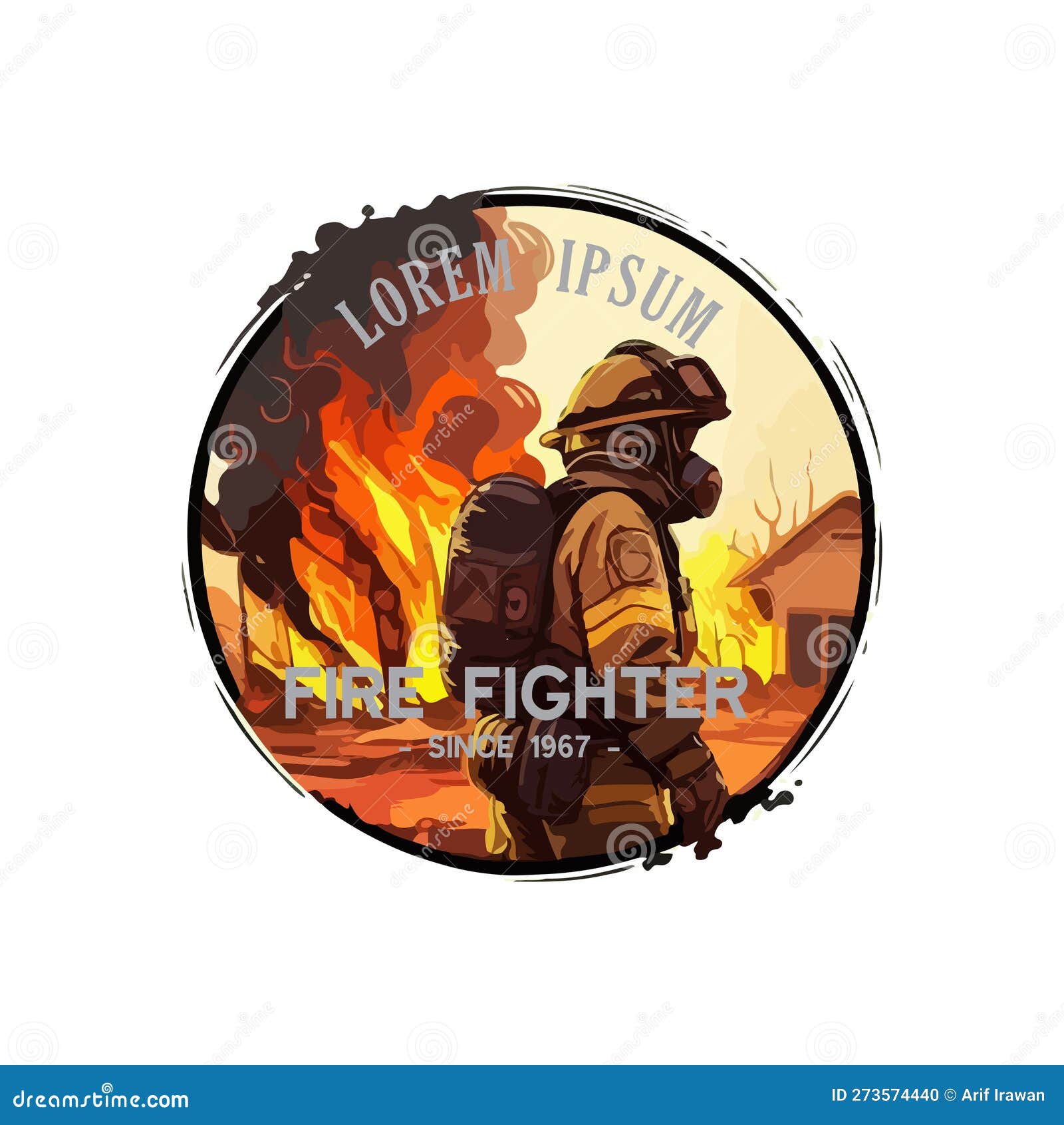 Fire Fighter with Axe Illutration Vector Graphic Logo Emblem Stock ...