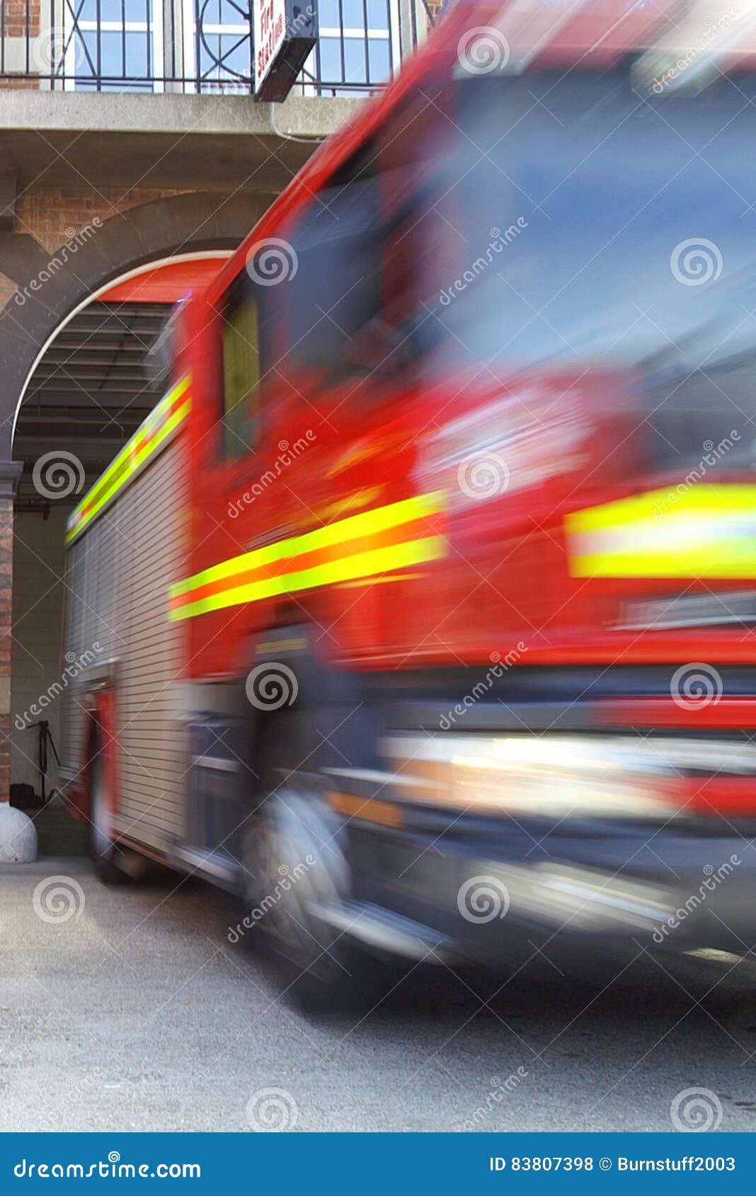 Fire Engine Coming Out of Fire Station Stock Photo - Image of heat ...