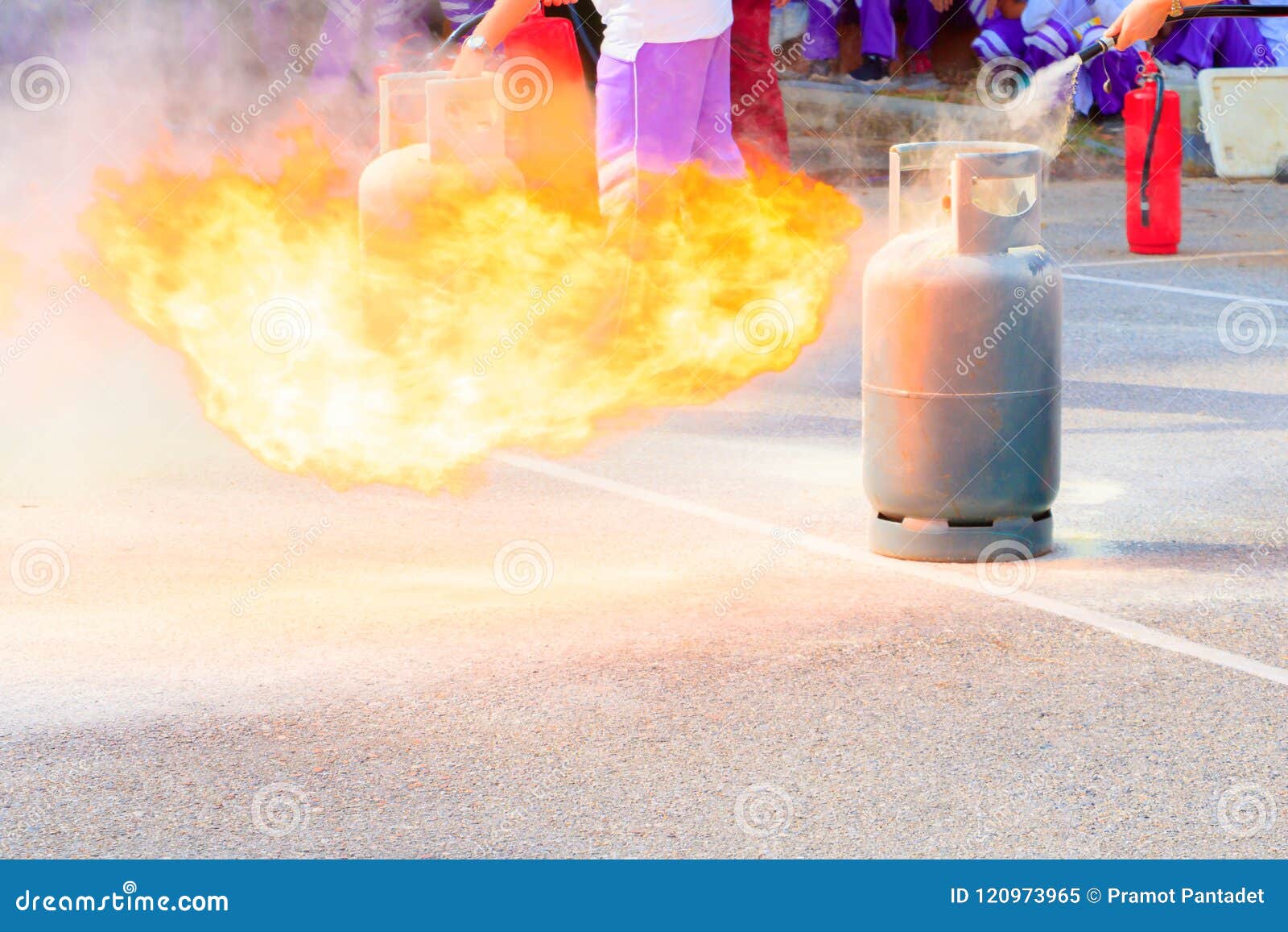 Fire Fighter Gas Tank during a Learning Training Exercise Stock Image ...