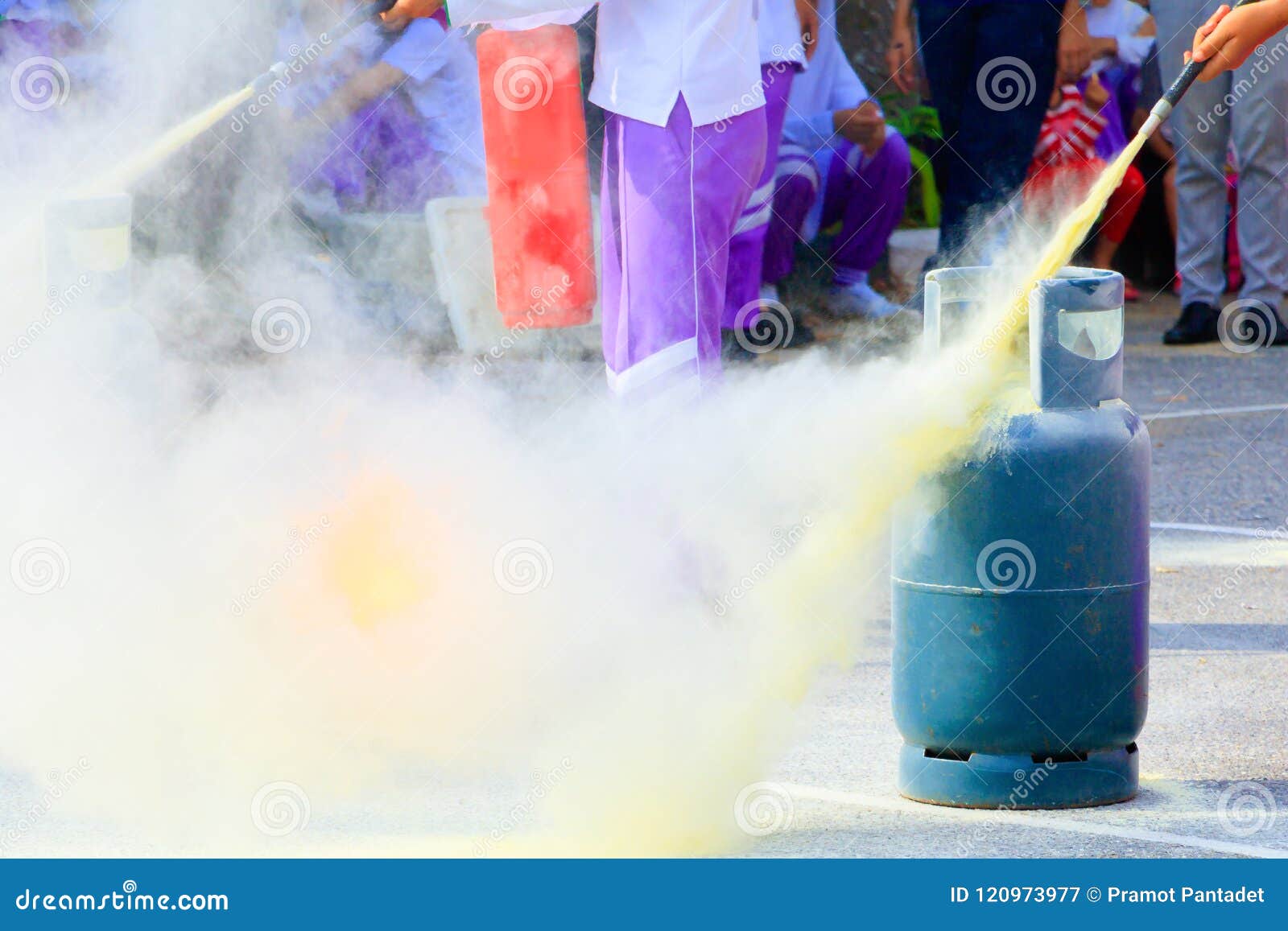 Fire Fighter Gas Tank during a Learning Training Exercise Stock Image ...