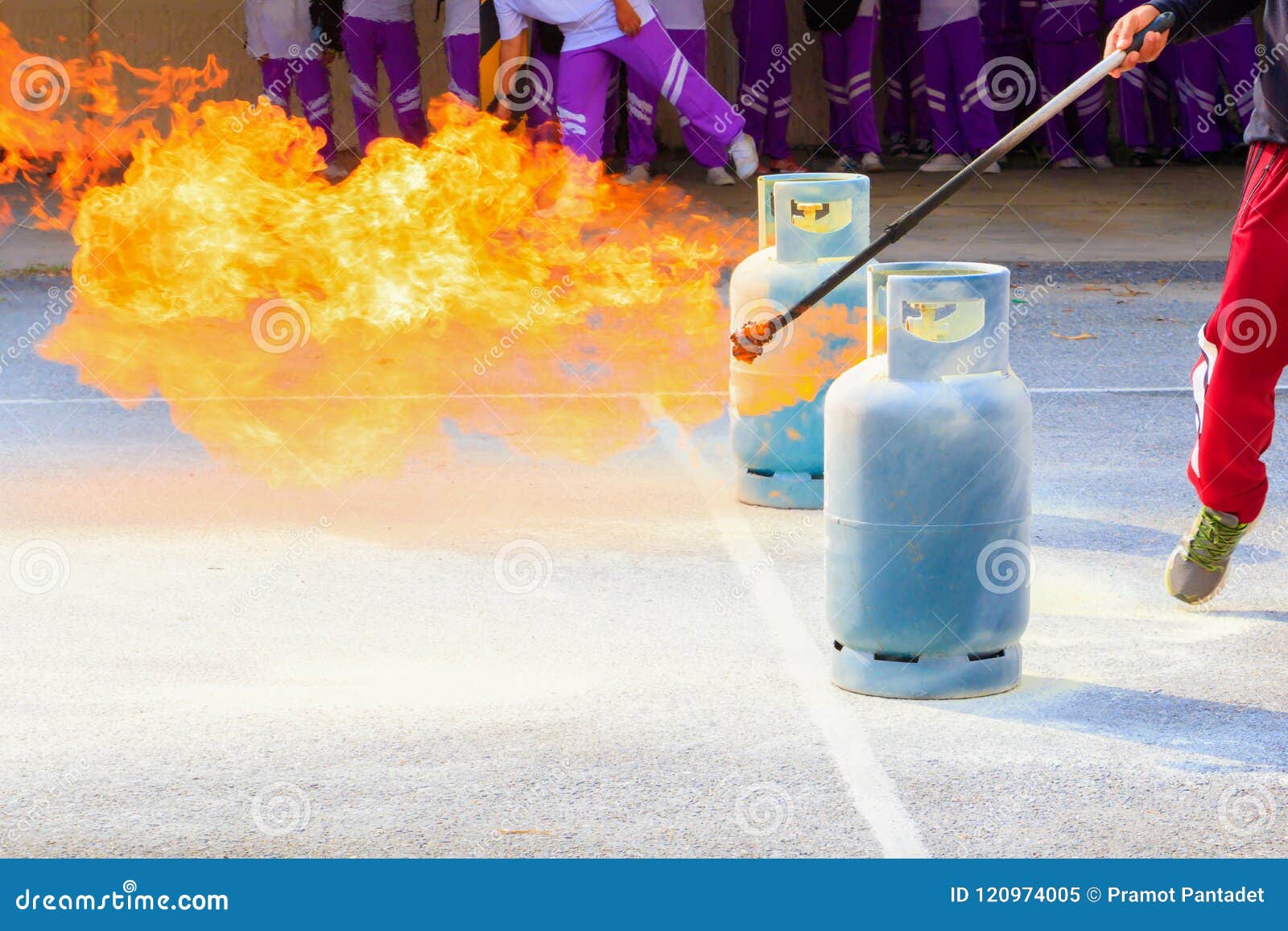 Fire Fighter Gas Tank during a Learning Training Exercise Stock Image ...