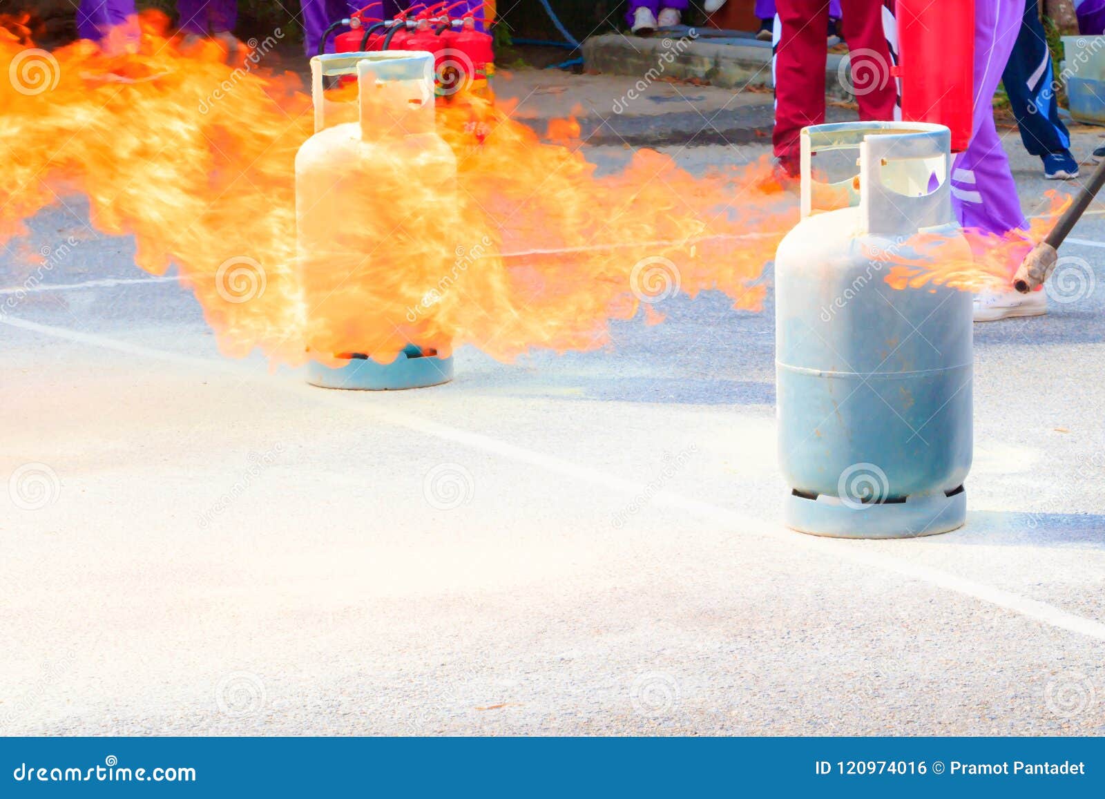 Fire Fighter Gas Tank during a Learning Training Exercise Stock Photo ...
