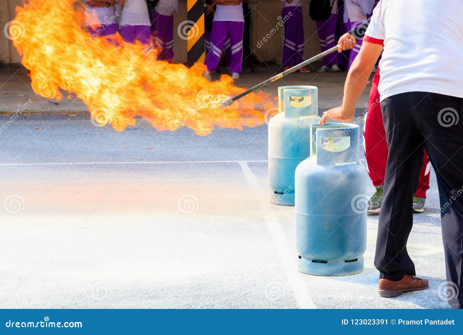 Fire Fighter Gas Tank during a Learning Training Exercise Stock Image ...