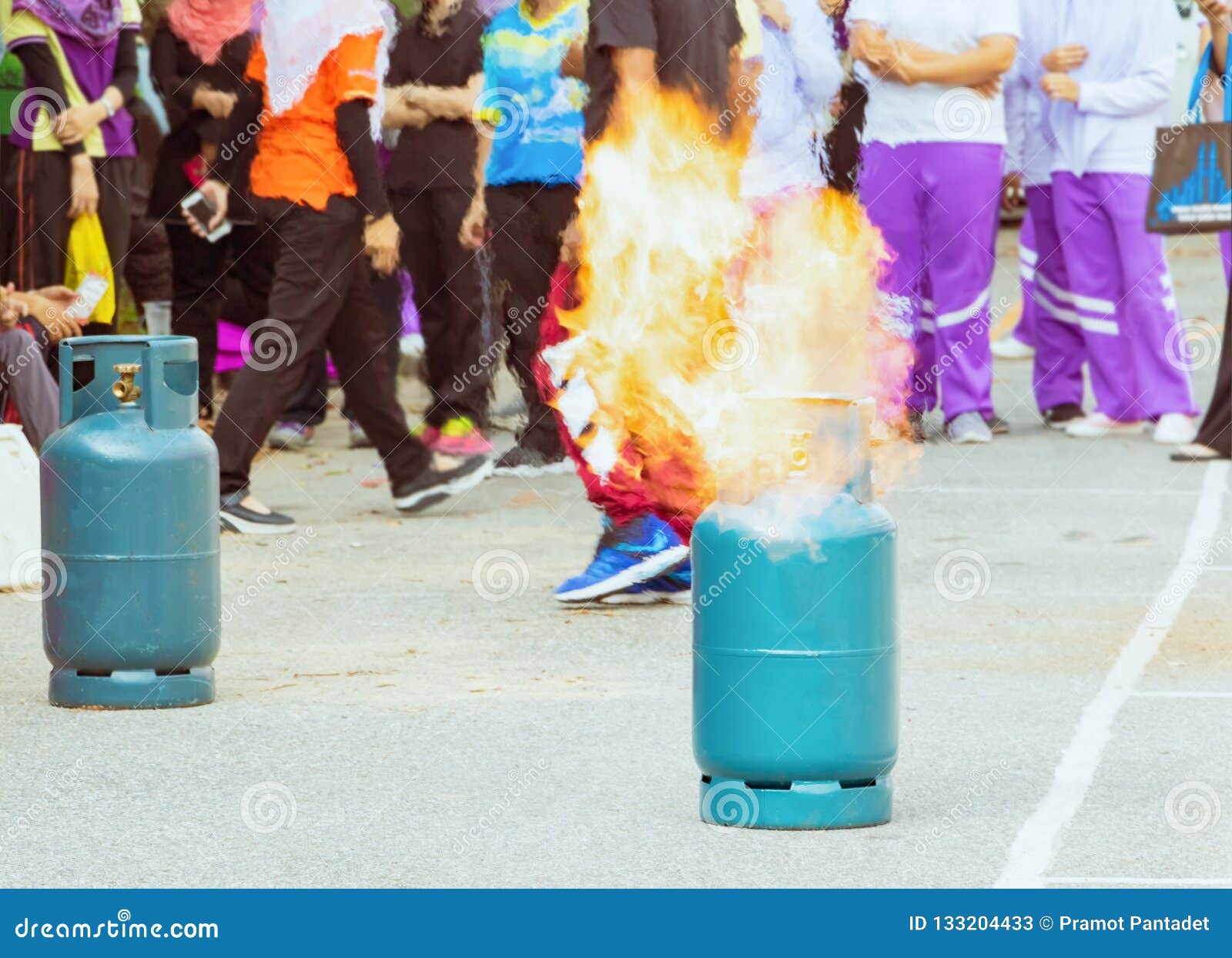 Fire Fighter Gas Tank during a Learning Training Exercise Stock Image ...