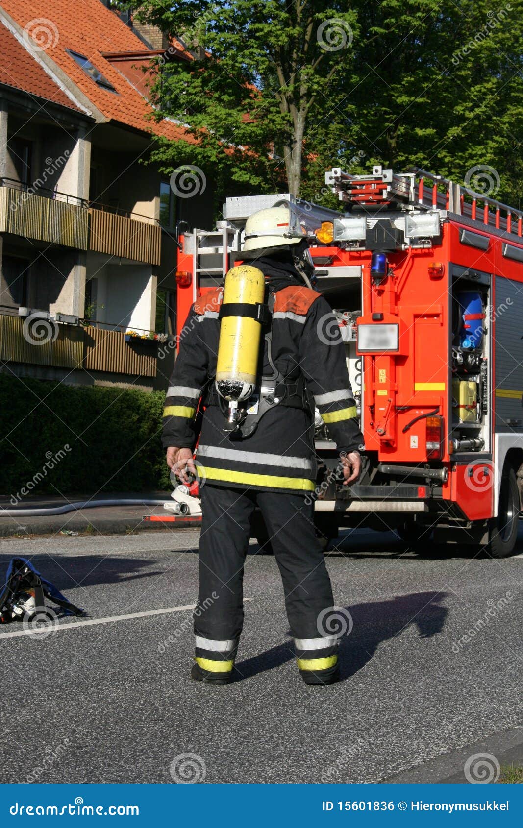 Fire Fighter on His Way To the Site of Operation Stock Photo - Image of ...