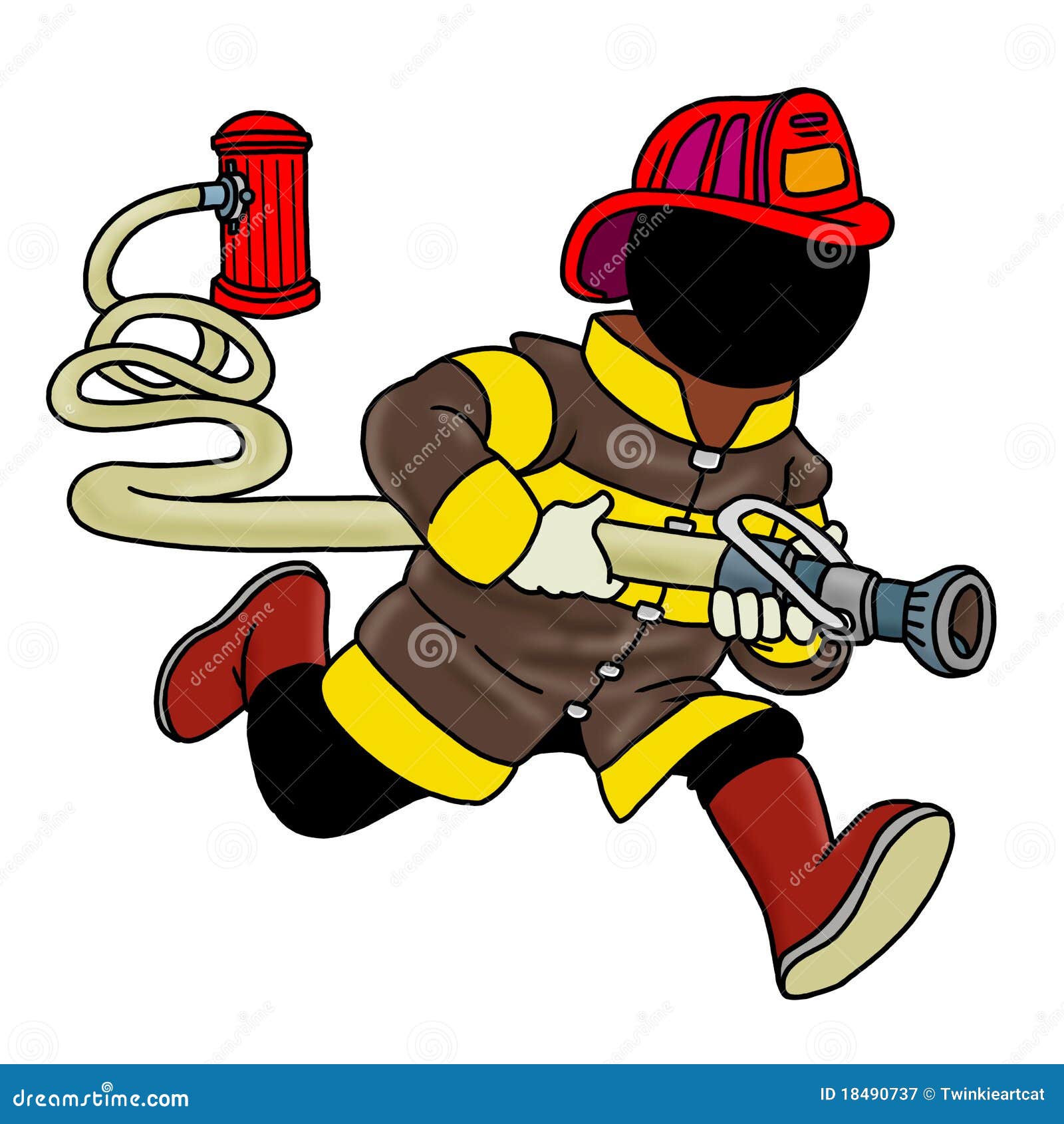 Fire Fighter Holding a Hose Stock Illustration - Illustration of fire ...