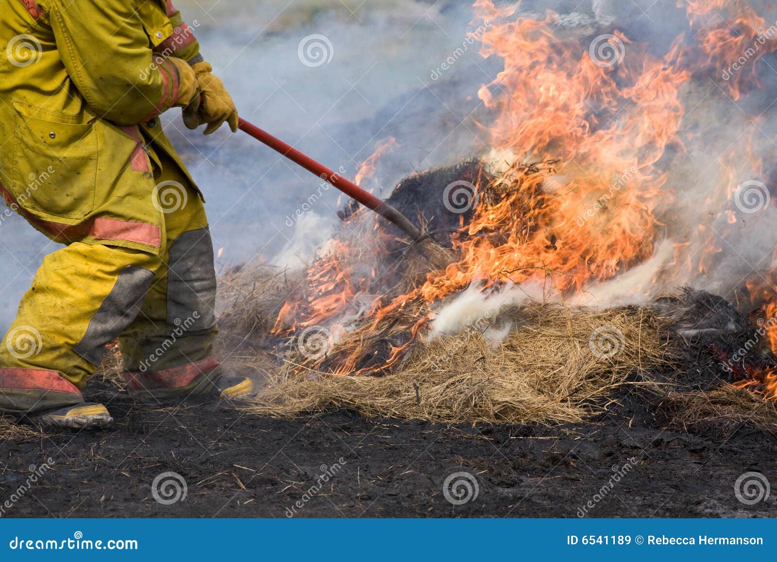 Fire Fighter Putting Out Fire. Stock Image - Image of danger, flames ...