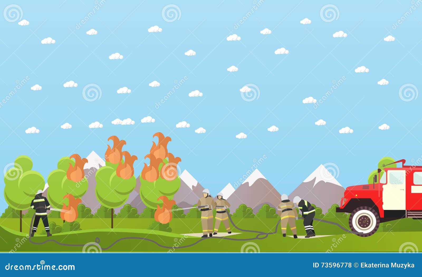 Fire Fighting Department Vector Banner. Stock Vector - Illustration of ...