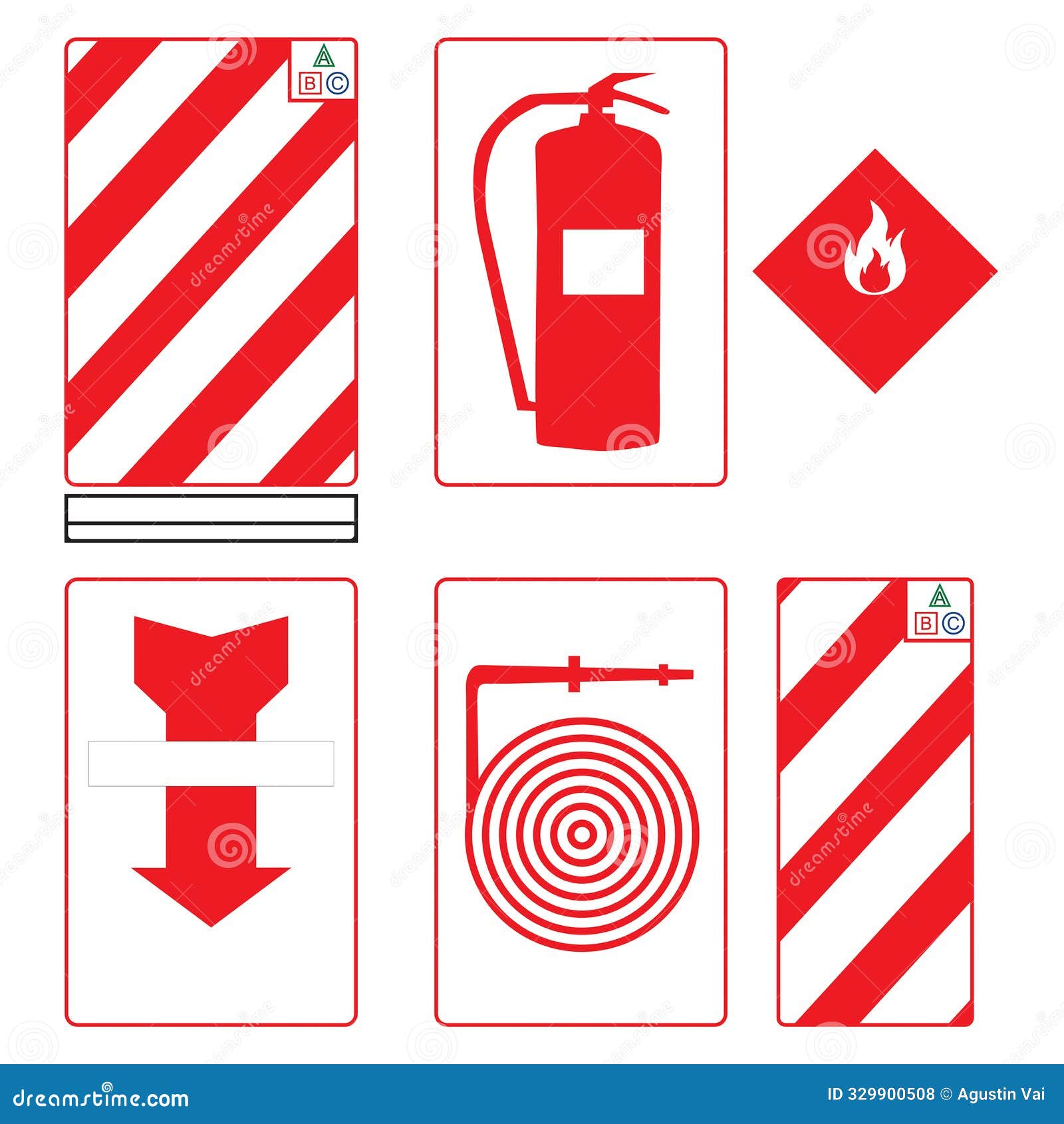 Fire Fighting Equipment Signs on a White Background Stock Vector ...