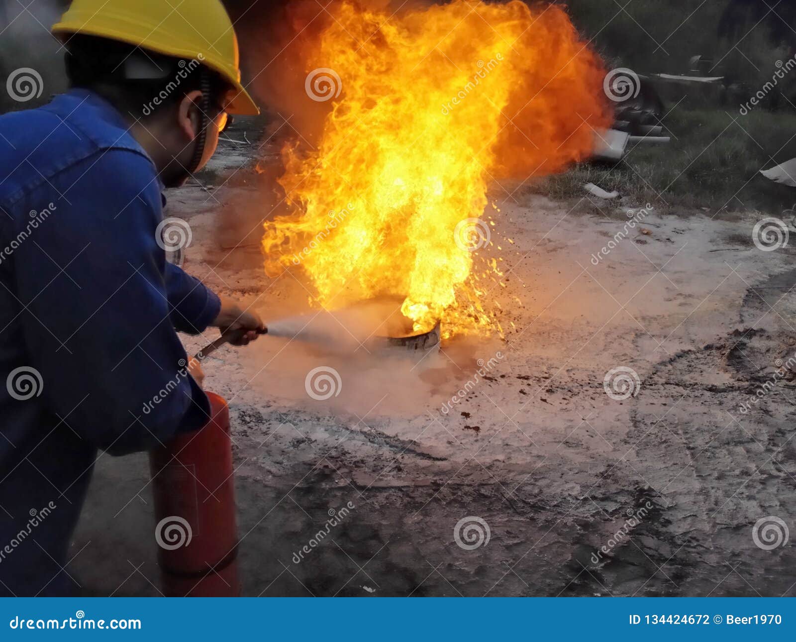 Fire extinguisher training editorial photography. Image of operation ...