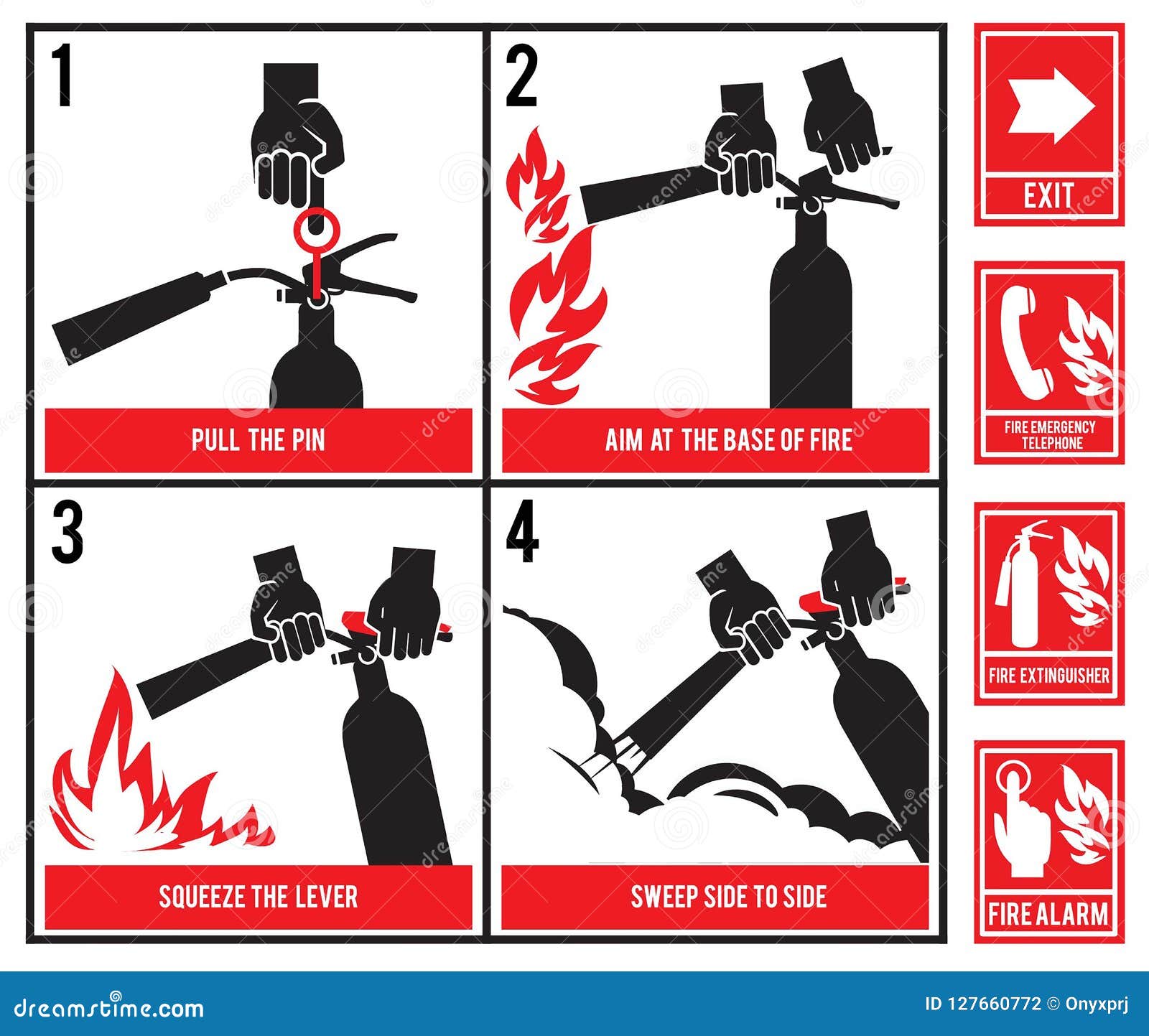 Fire Fighting Technical Illustration. Vector Silhouette Of Fire ...