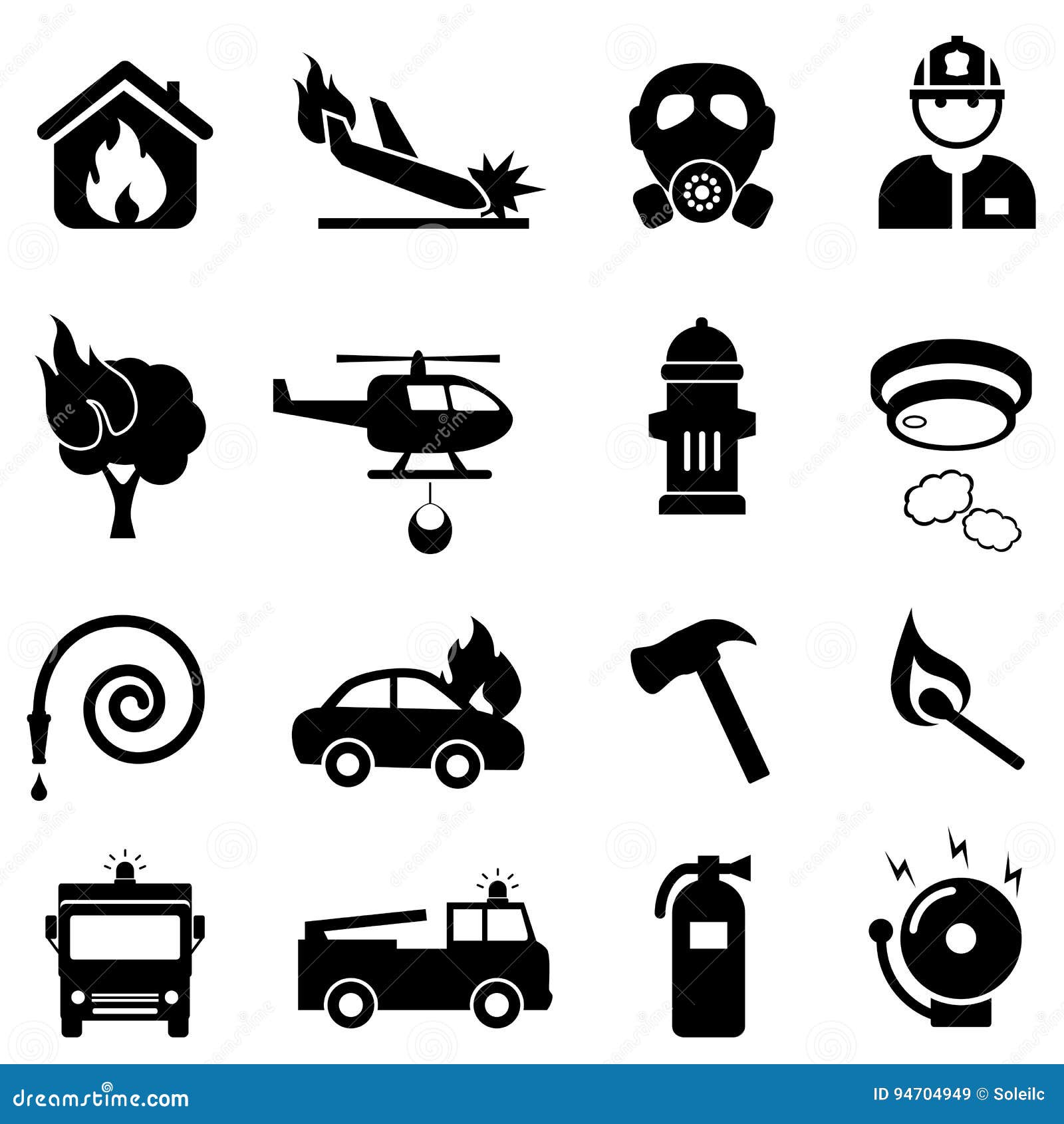 Fire Fighting Signs Icon Set Of Outline Types. Isolated Vector Sign ...
