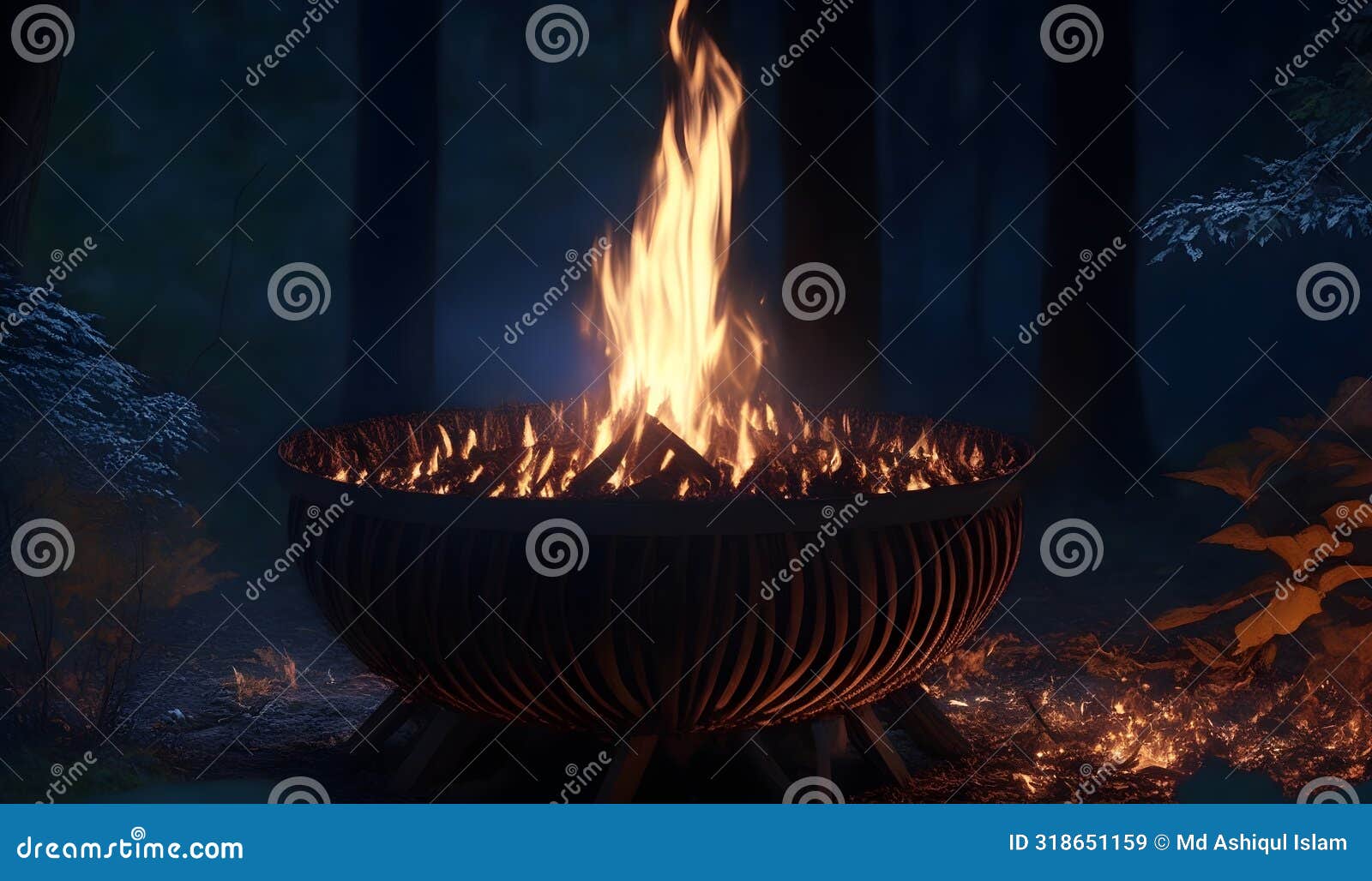 A Fire with a Fire in the Background and a Fire in the Middle Stock ...