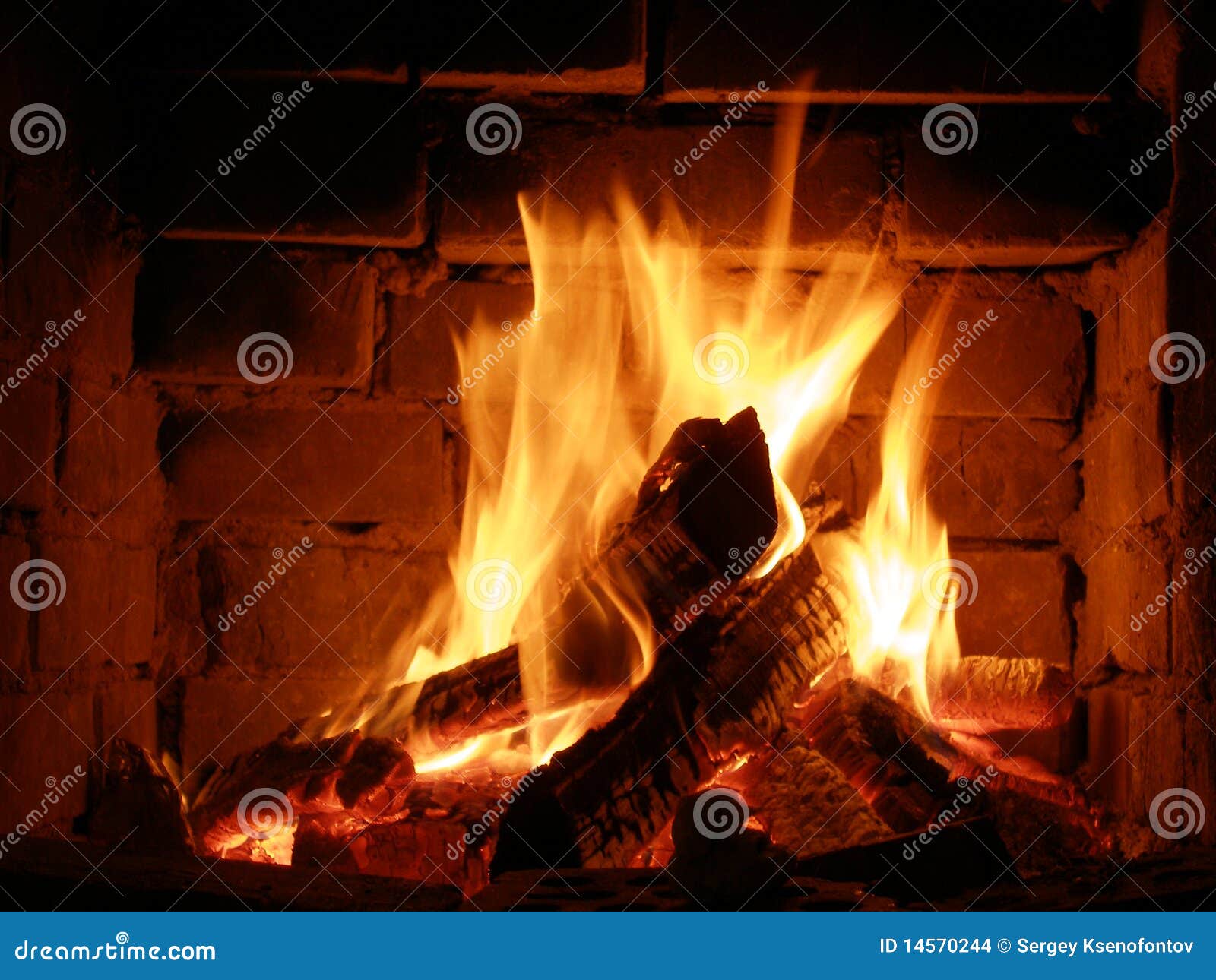 Fire in a fireplace stock photo. Image of firewood, hell - 14570244