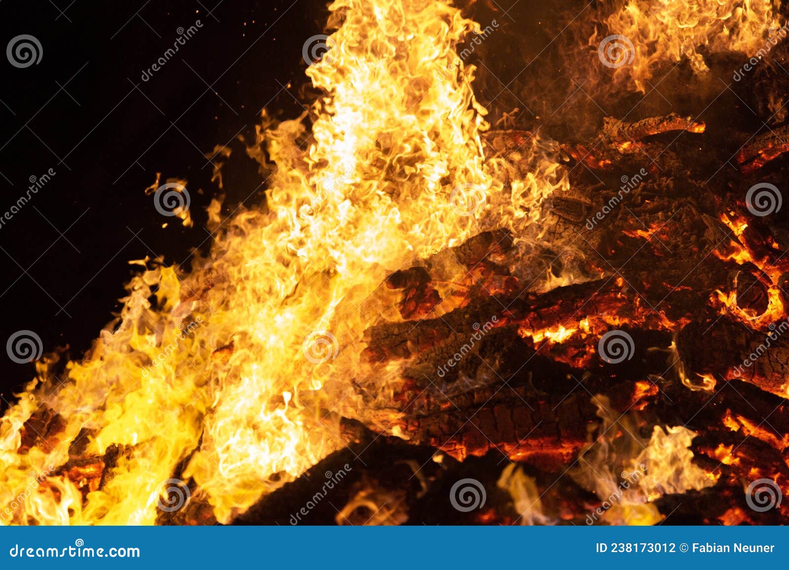 Burning Fire in Fireplace with High Flames Stock Photo - Image of ...