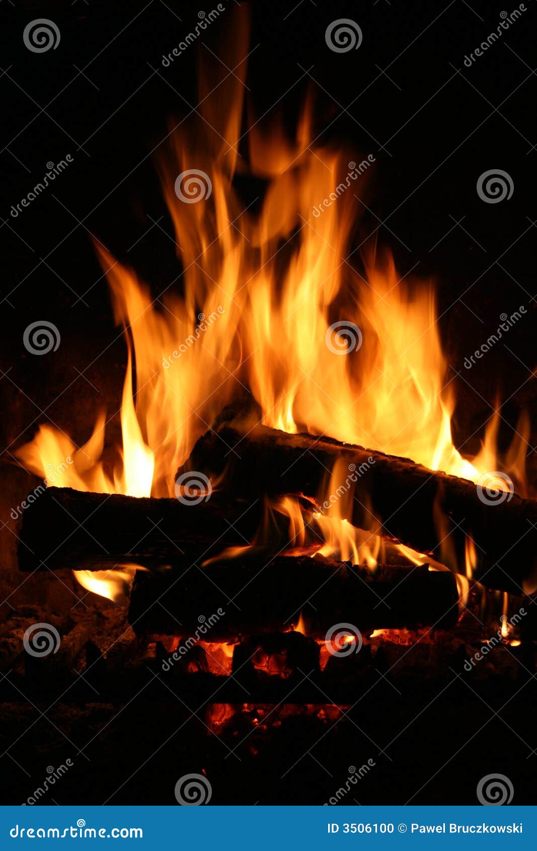 Fire in fireplace stock photo. Image of fireplace, bonfire - 3506100
