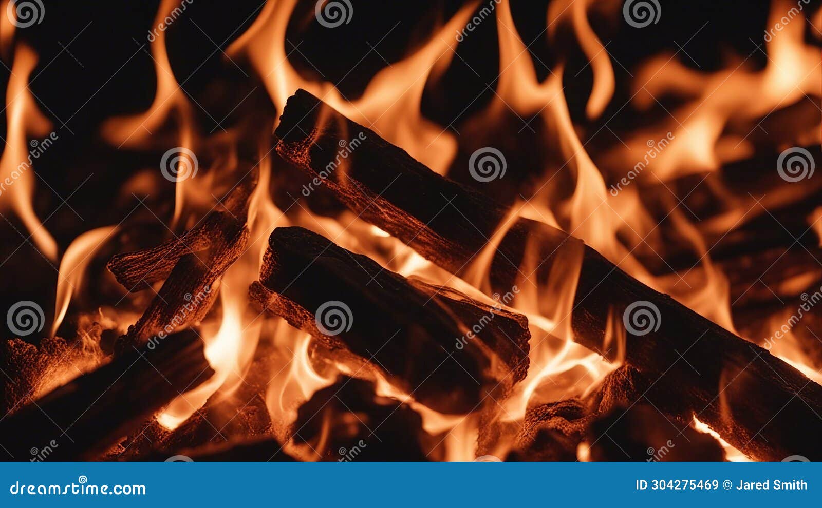 Fire in the Fireplace a Burning Fire with a Black Backdrop and a Smooth ...