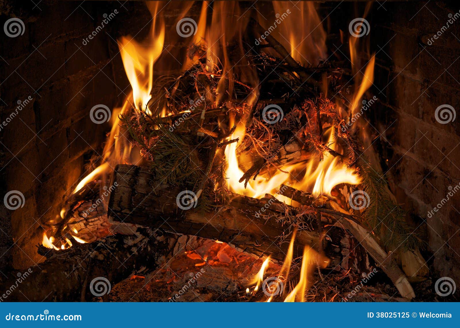 Fire in Fireplace Closeup stock image. Image of aged - 38025125