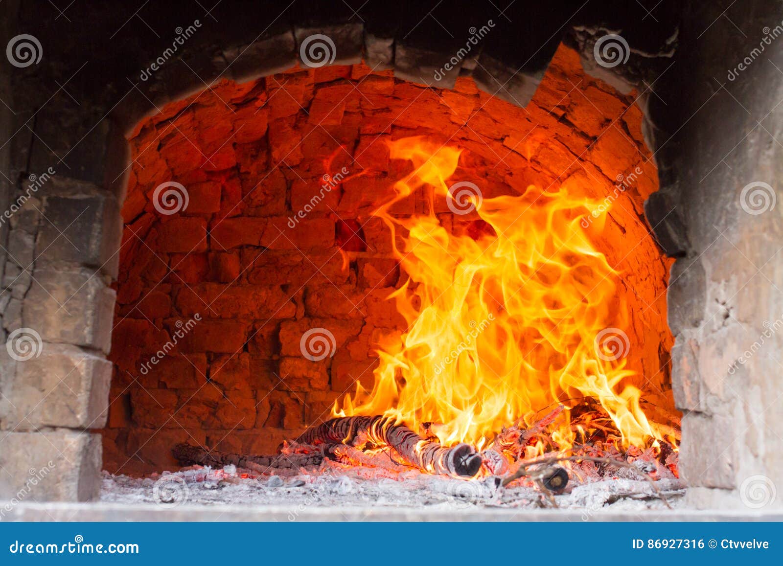 Fire in Fireplace, Hot Flames Stock Photo - Image of chimney, blazing ...