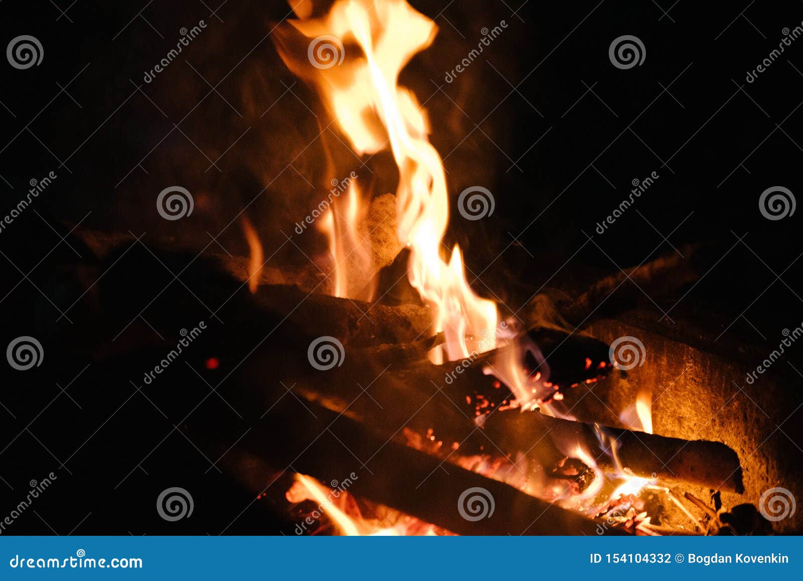 Fire in the Fireplace, Note Shallow Depth of Field Stock Photo - Image ...