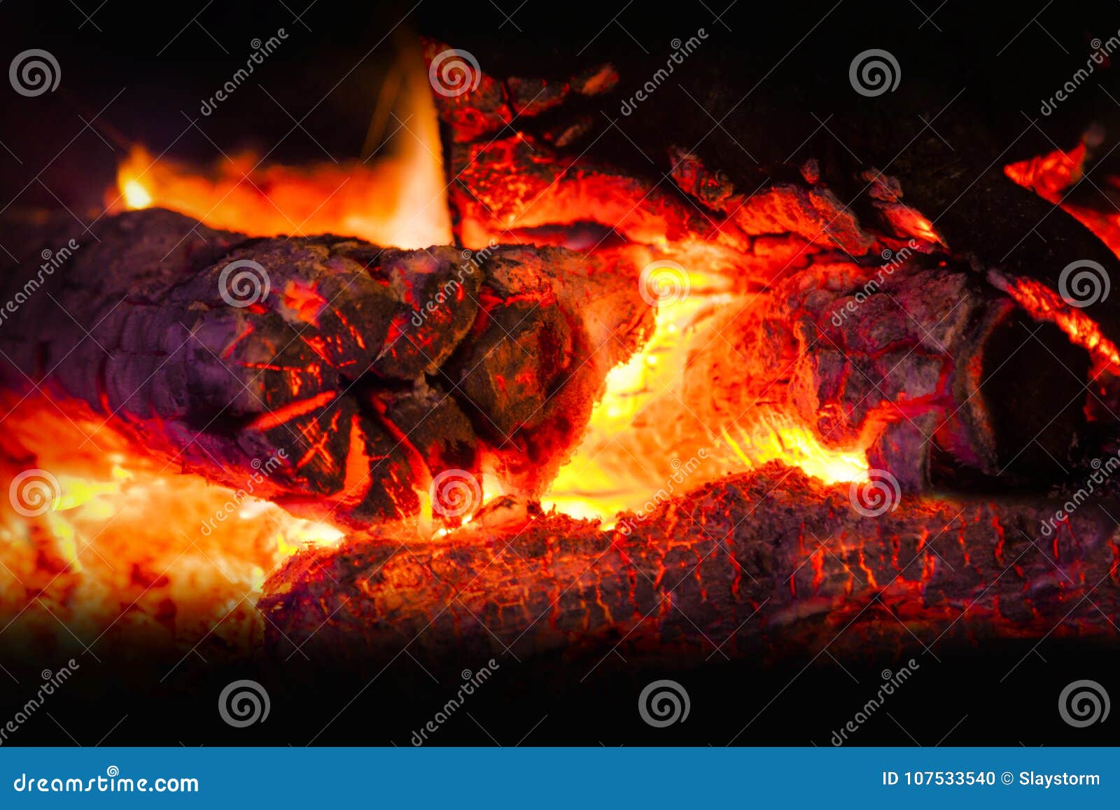 A Fire in the Fireplace, the Smoldering Coals of Fire Stock Photo ...
