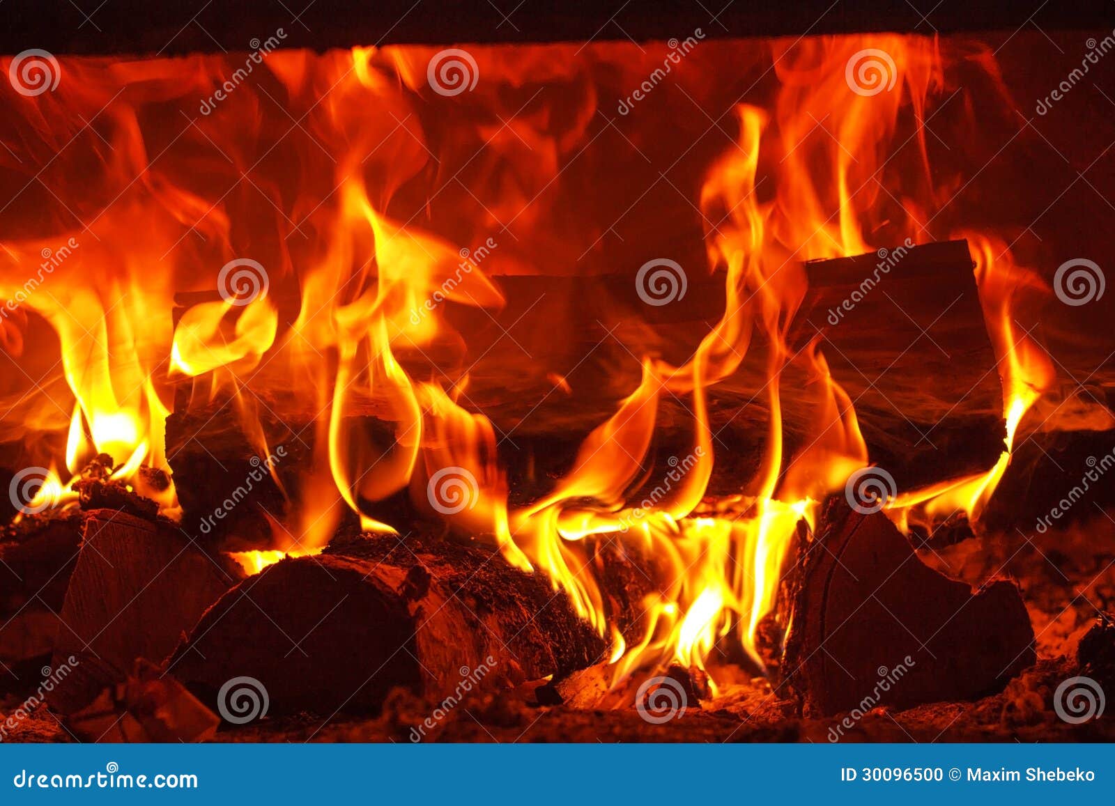 Fire in fireplace stock photo. Image of heat, flame, spark - 30096500