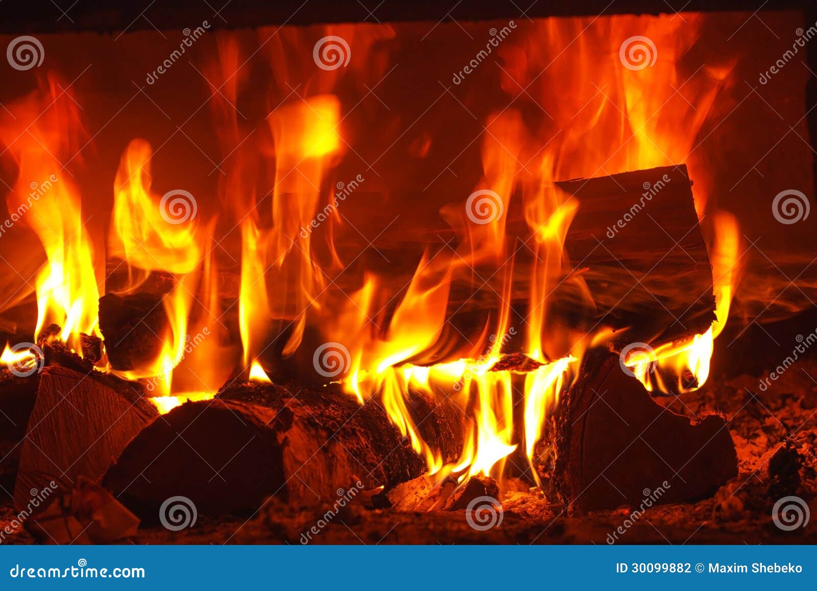 Fire in fireplace stock photo. Image of fire, coal, flame - 30099882