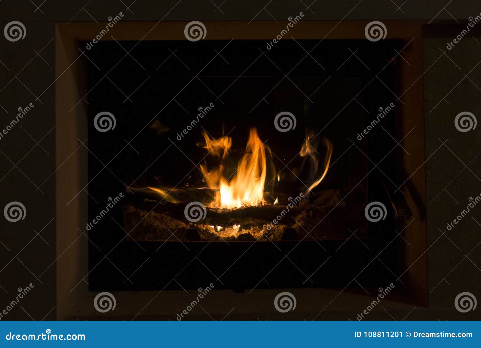 Fire in the Fireplace. Warm House. Stock Image - Image of contrast ...
